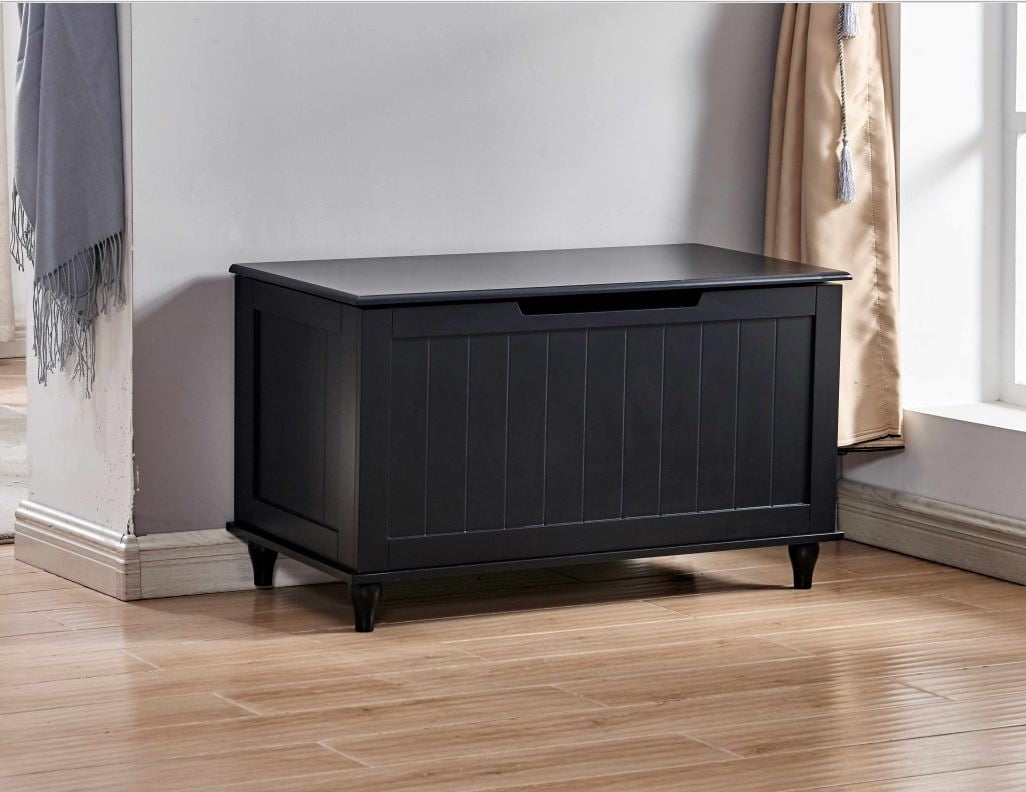 Solid Color Lift Top Storage Bench Chest in Black - Walmart.com