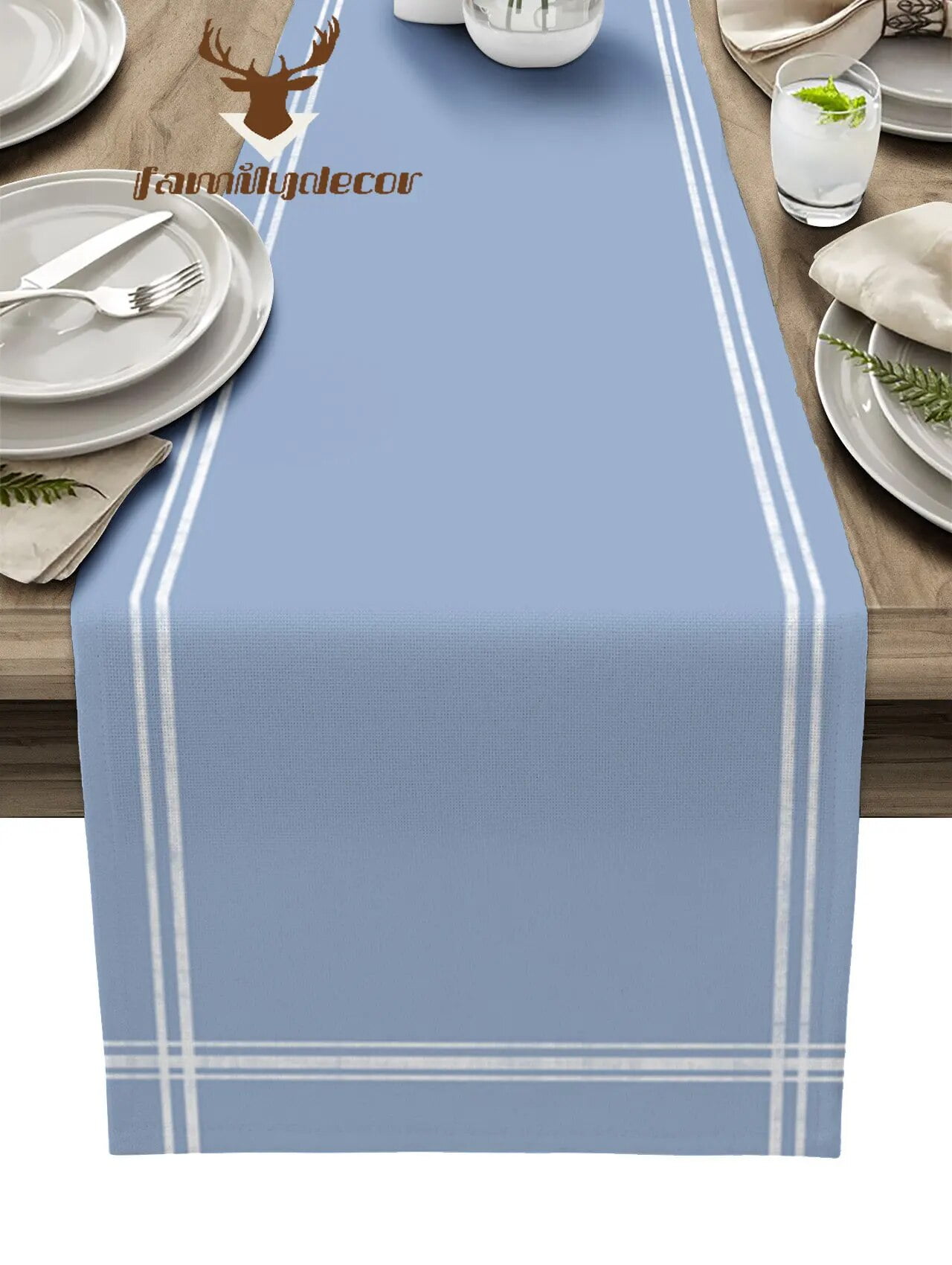 Solid Color Light Blue Table Runner Home Wedding Decor Table Flag Mat ...