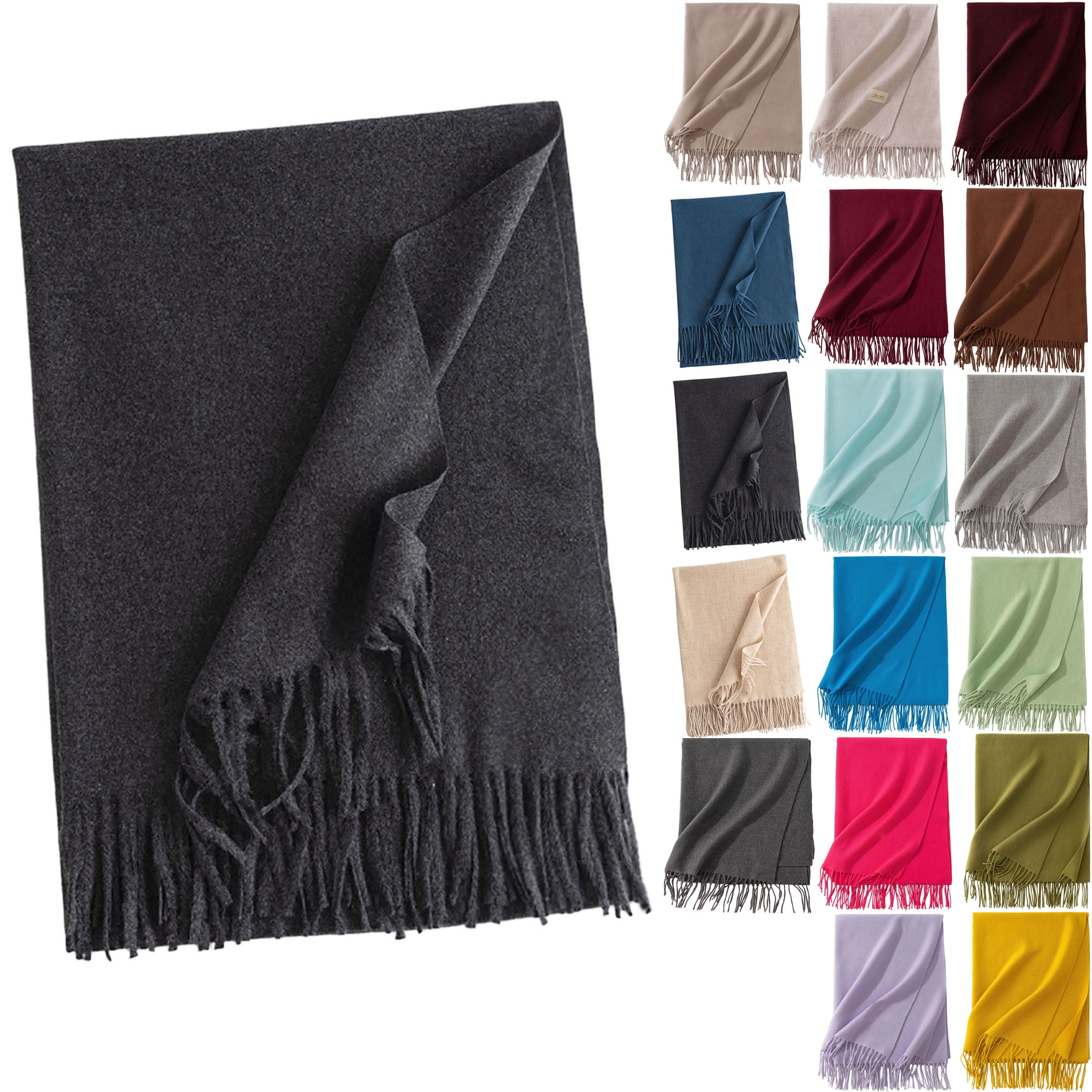 Solid Color Lightweight Women Fleece Feel Scarf Soft Warm Winter Scarf ...