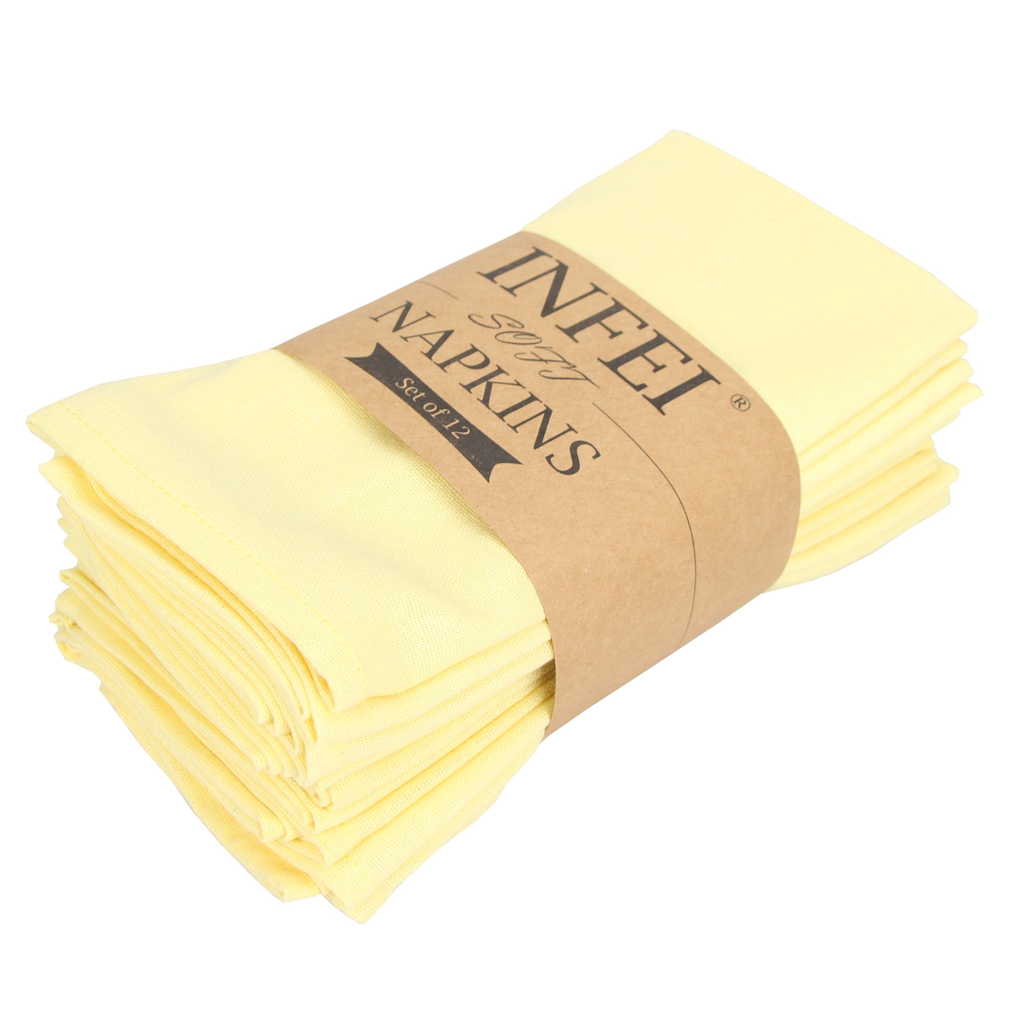 Washable Solid Color Linen Cotton Blend Large Dinner Napkins, Set of 12 ...