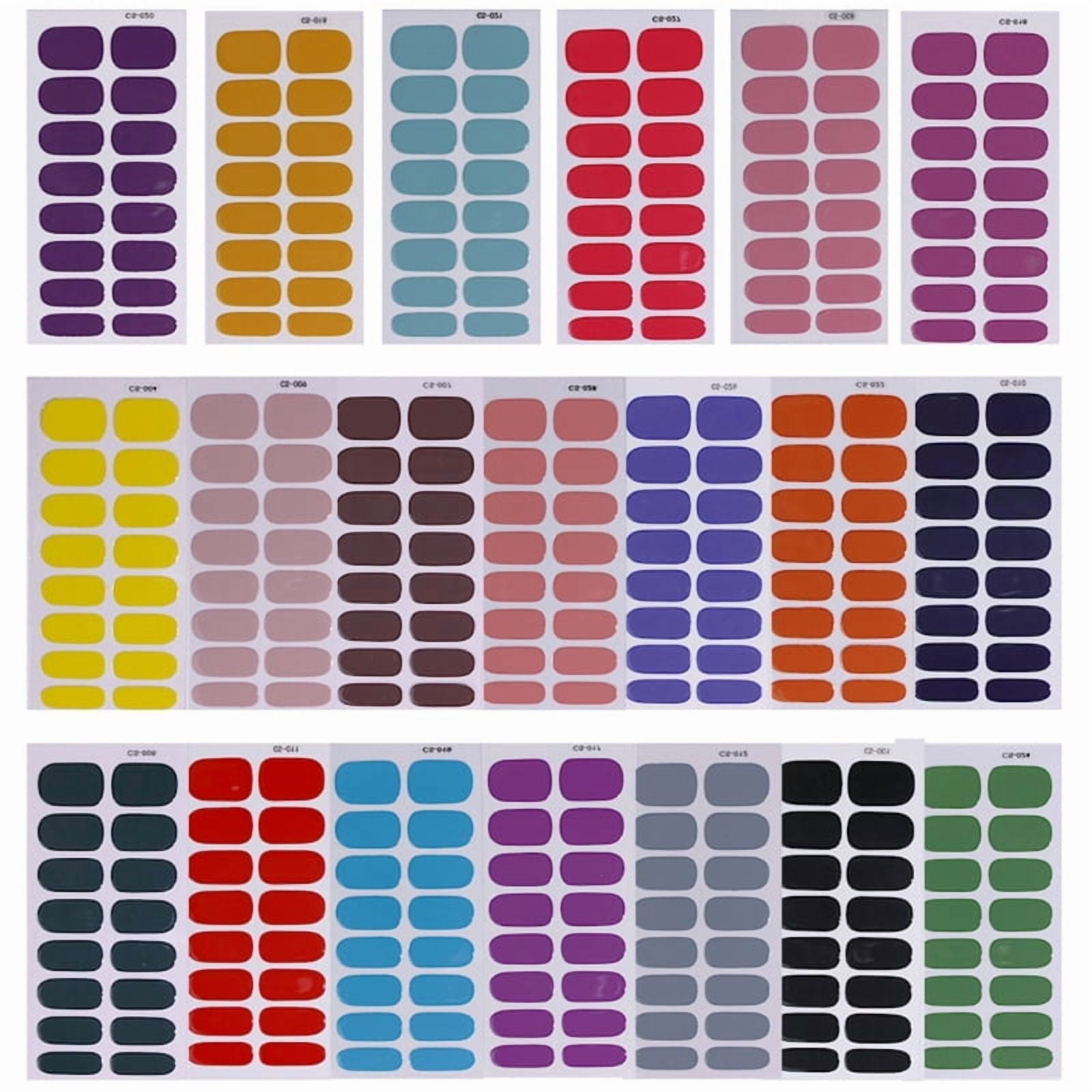 Yiran 20-Sheet 16-Finger Solid Color Nail Sticker Set - Walmart.com