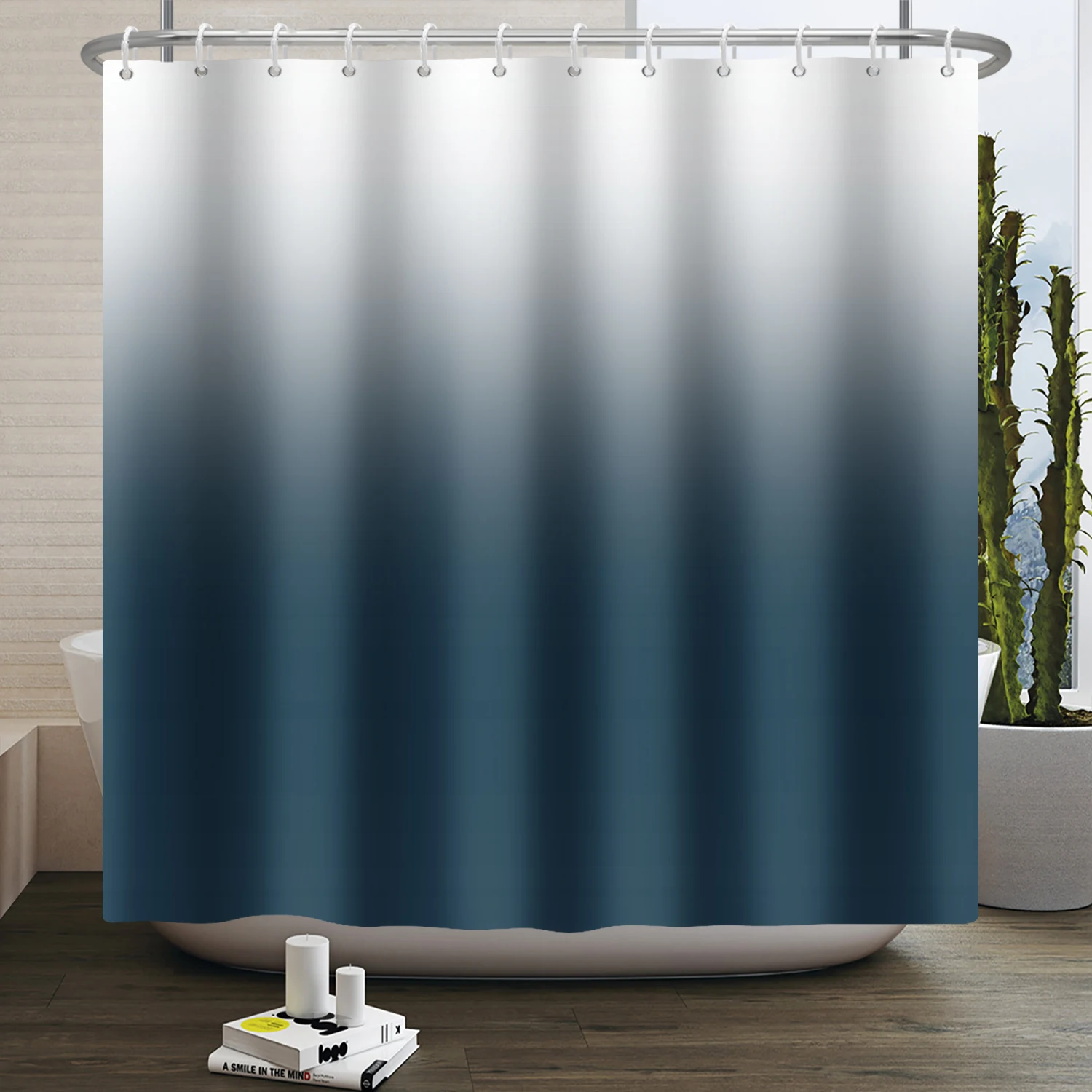Solid Color Ombre Shower Curtain for Bathroom Gradient Textured Modern ...