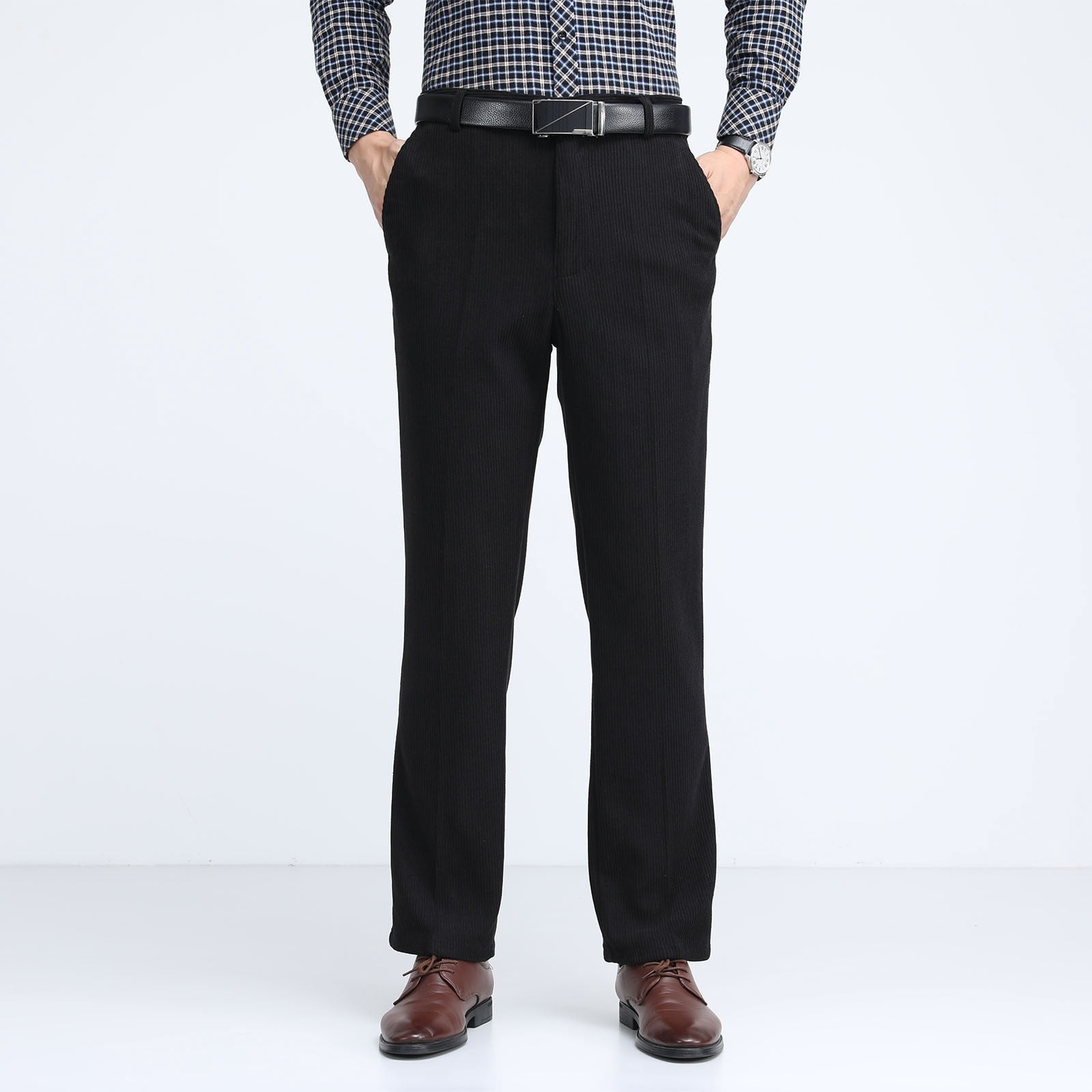 Solid Color Pants for Men Business Office Wear Front Pocket Full Length ...
