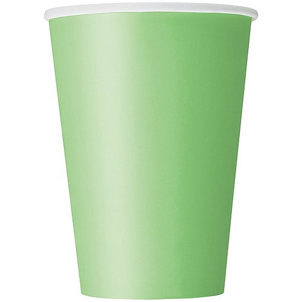 Unique Industries Lime Green Paper Party Cups, 12 oz, Disposable, 10 ...