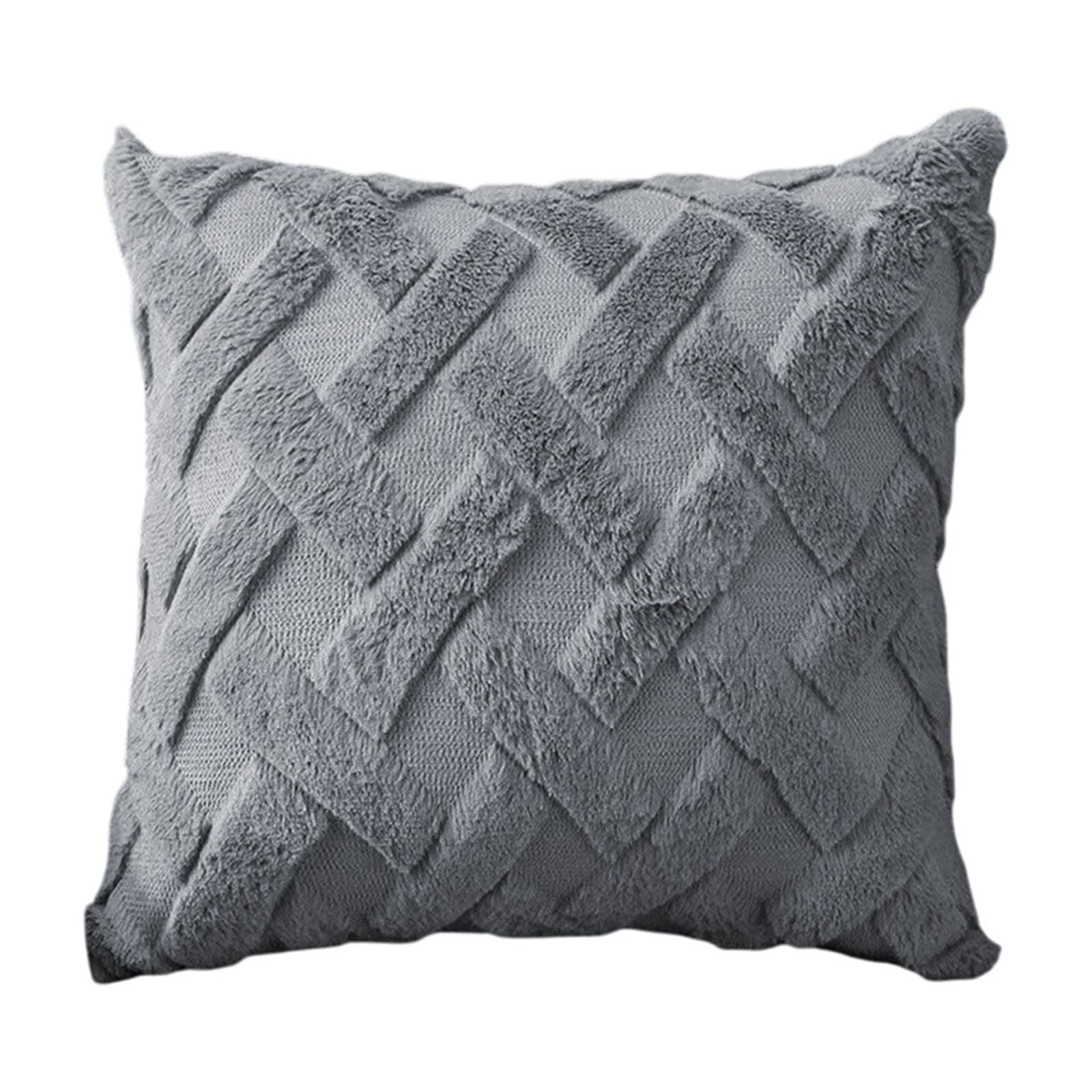 Solid Color Plaid Decorative Pillowcase 40x40cm - Black Soft Flock ...
