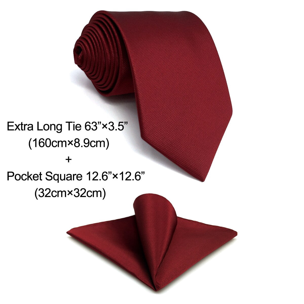 Solid Color Red Burgundy Wedding Silk Necktie for Men Classic Ties XL ...