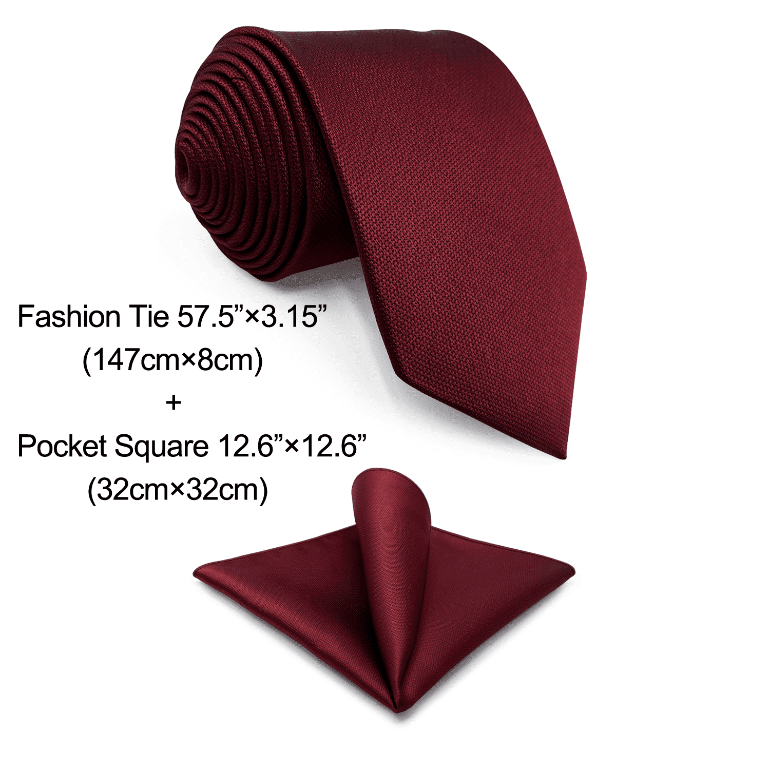 Solid Color Red Wedding Silk Neckties Set for Men with Pocket Square ...