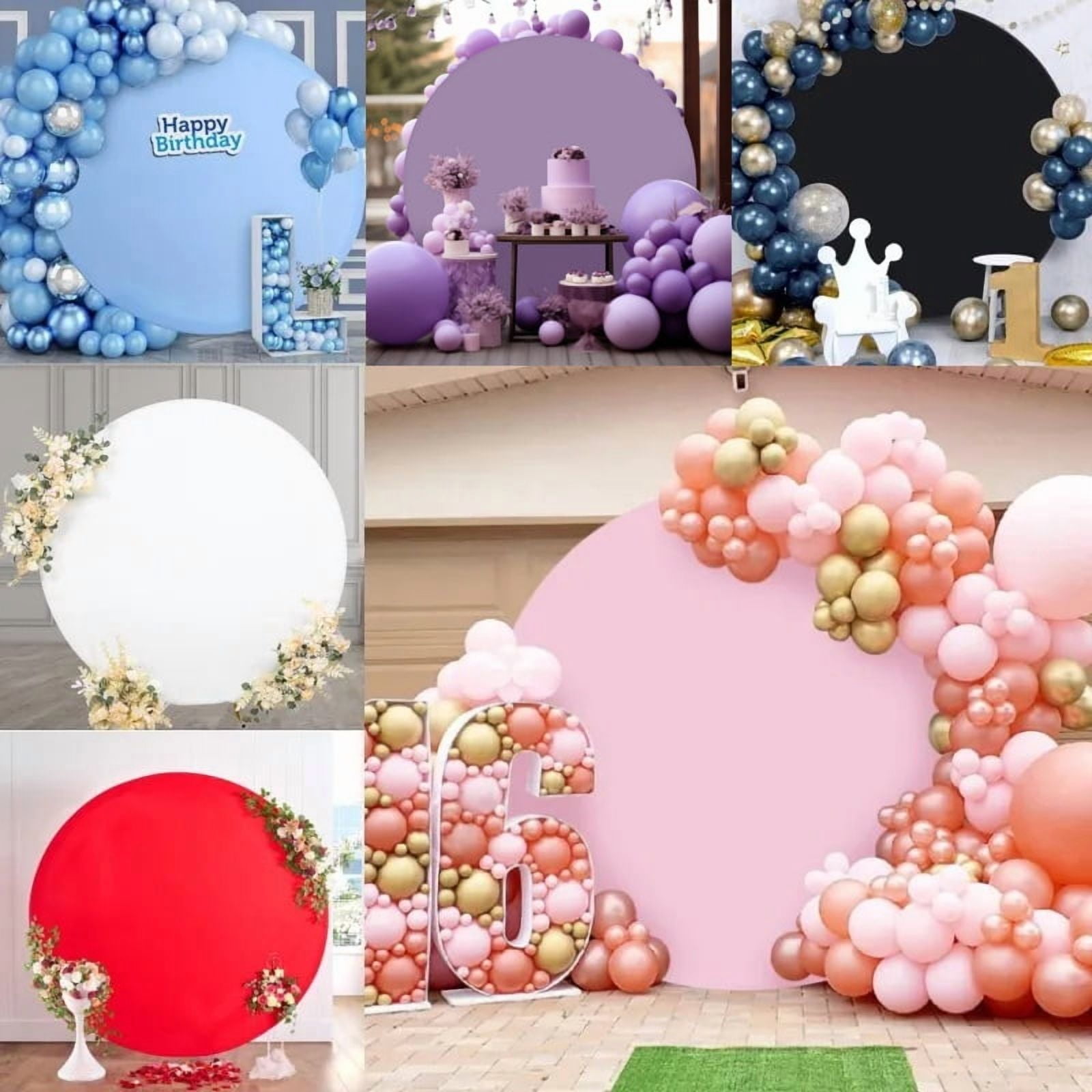 Solid Color Round Backdrop Cover White Pink Wedding Baby Shower ...