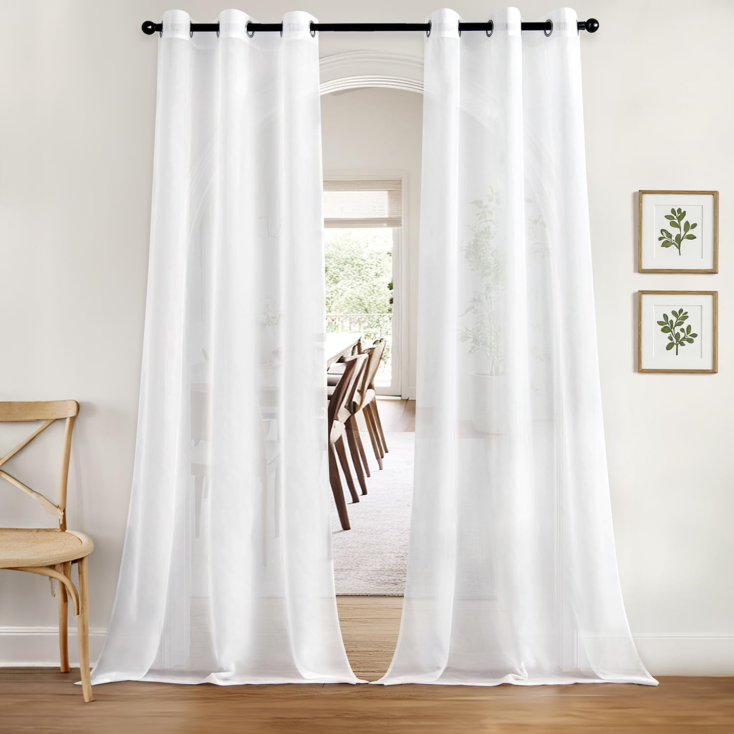 Solid Color Sheer Curtains 84 Inches Long 2 Panels Set - Elegant ...