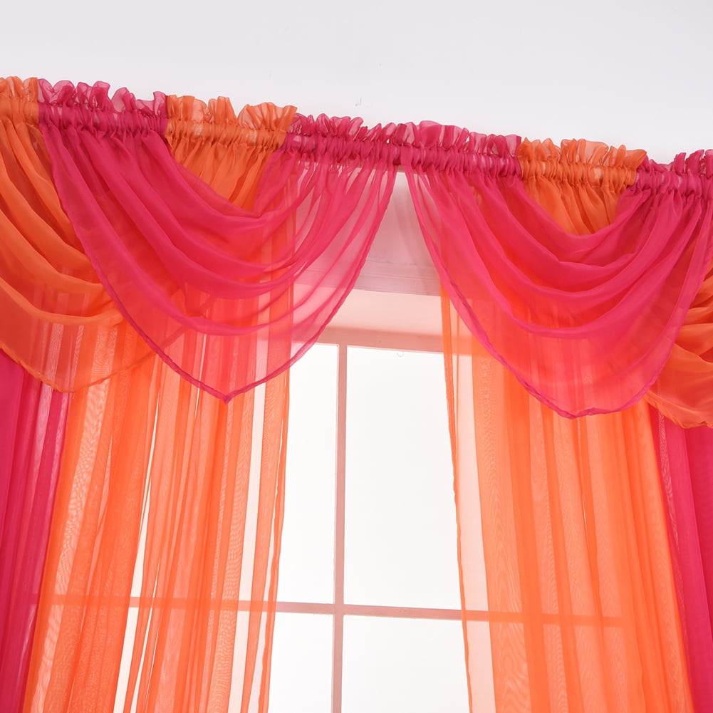 Solid Color Sheer Window Curtain Head Swag Valance Home Living Room ...