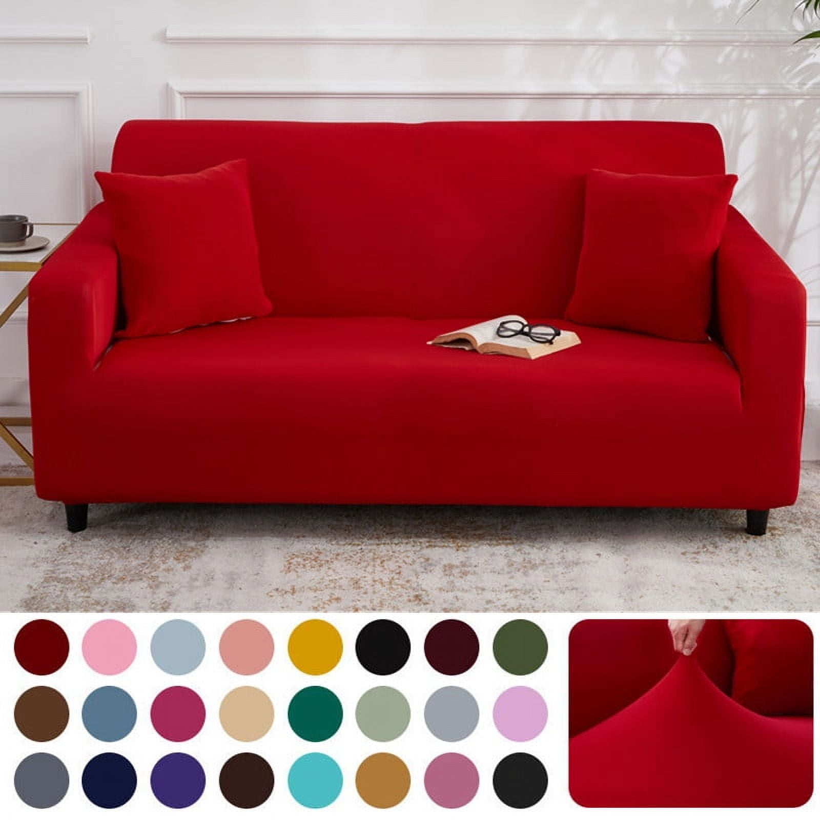 Solid Color Sofa Cover Stretch Milk Silk Fabric Couch Covers for Living ...