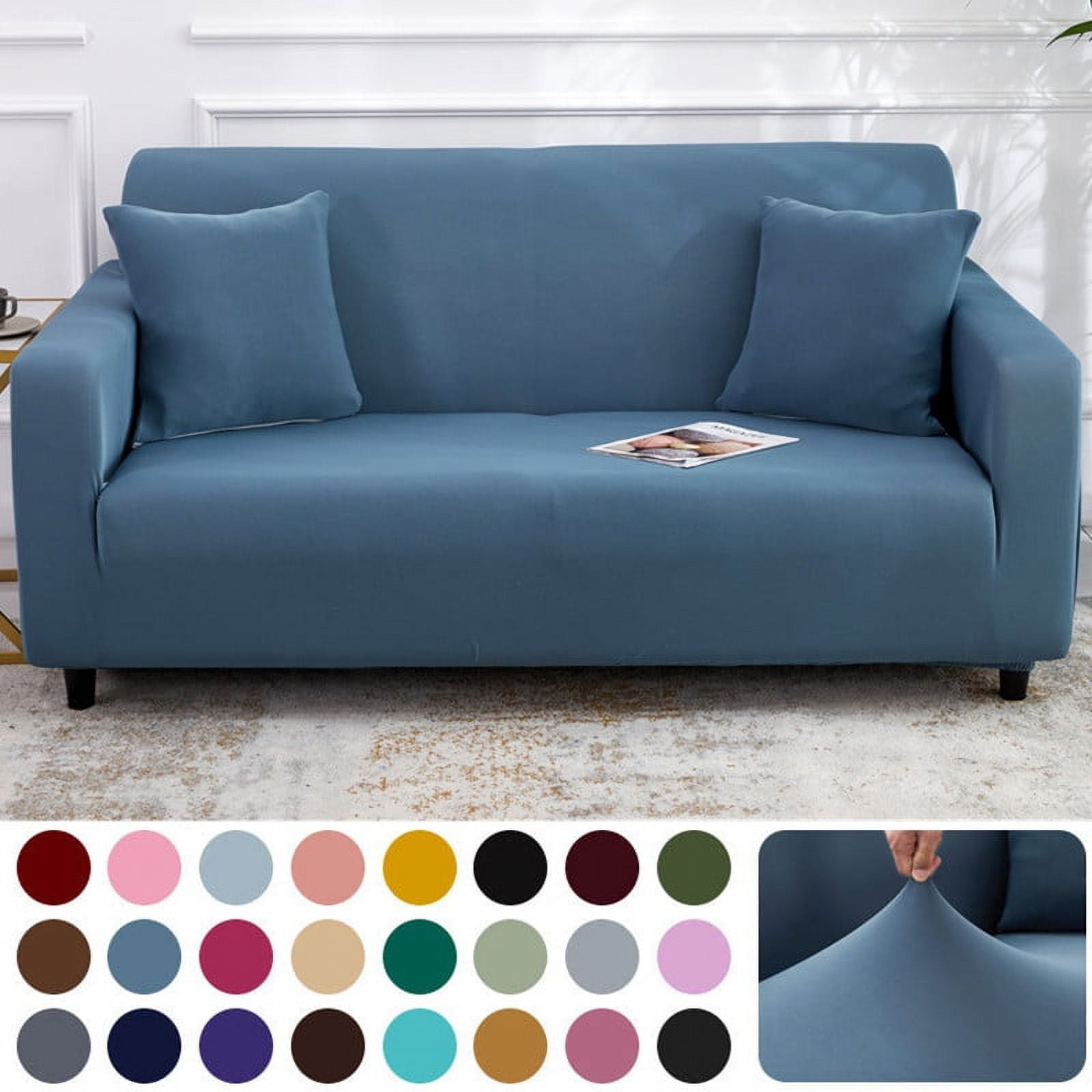 Solid Color Sofa Cover Stretch Milk Silk Fabric Couch Covers for Living ...