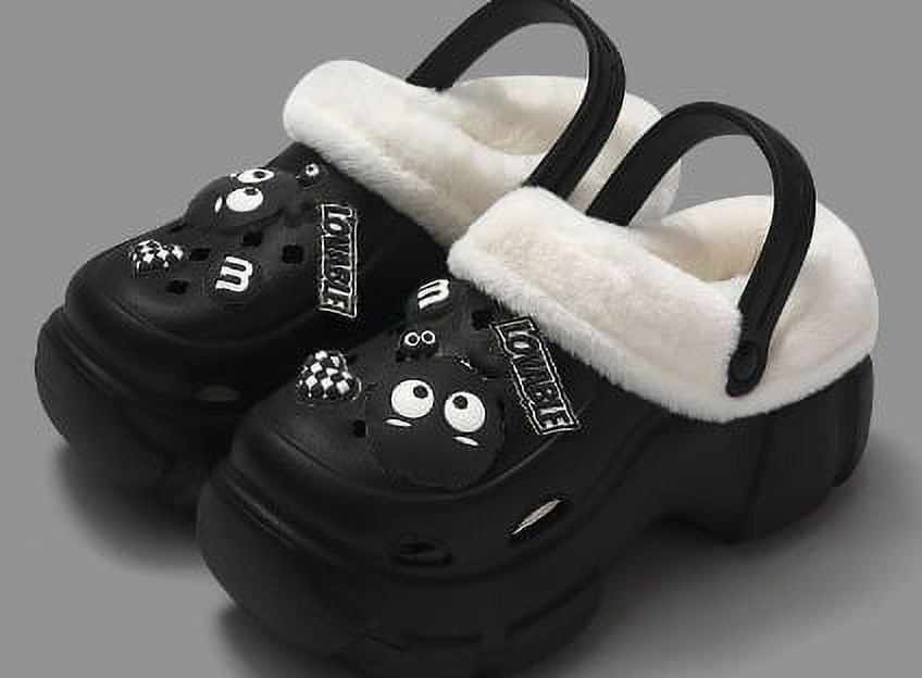 Solid Color Thermal Lined Clogs, Slip On Soft Sole Platform Non-Slip ...