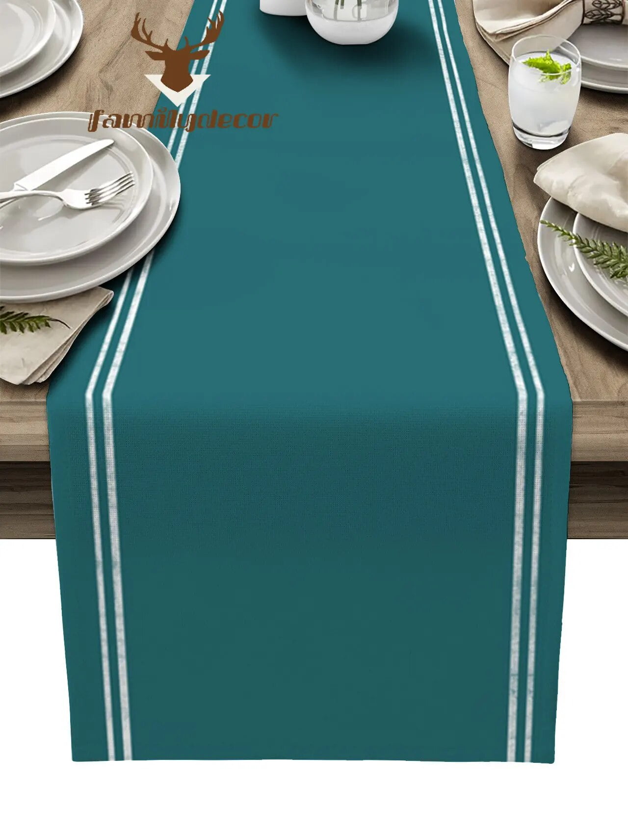 Solid Color Turquoise Table Runner Home Wedding Decor Table Flag Mat ...