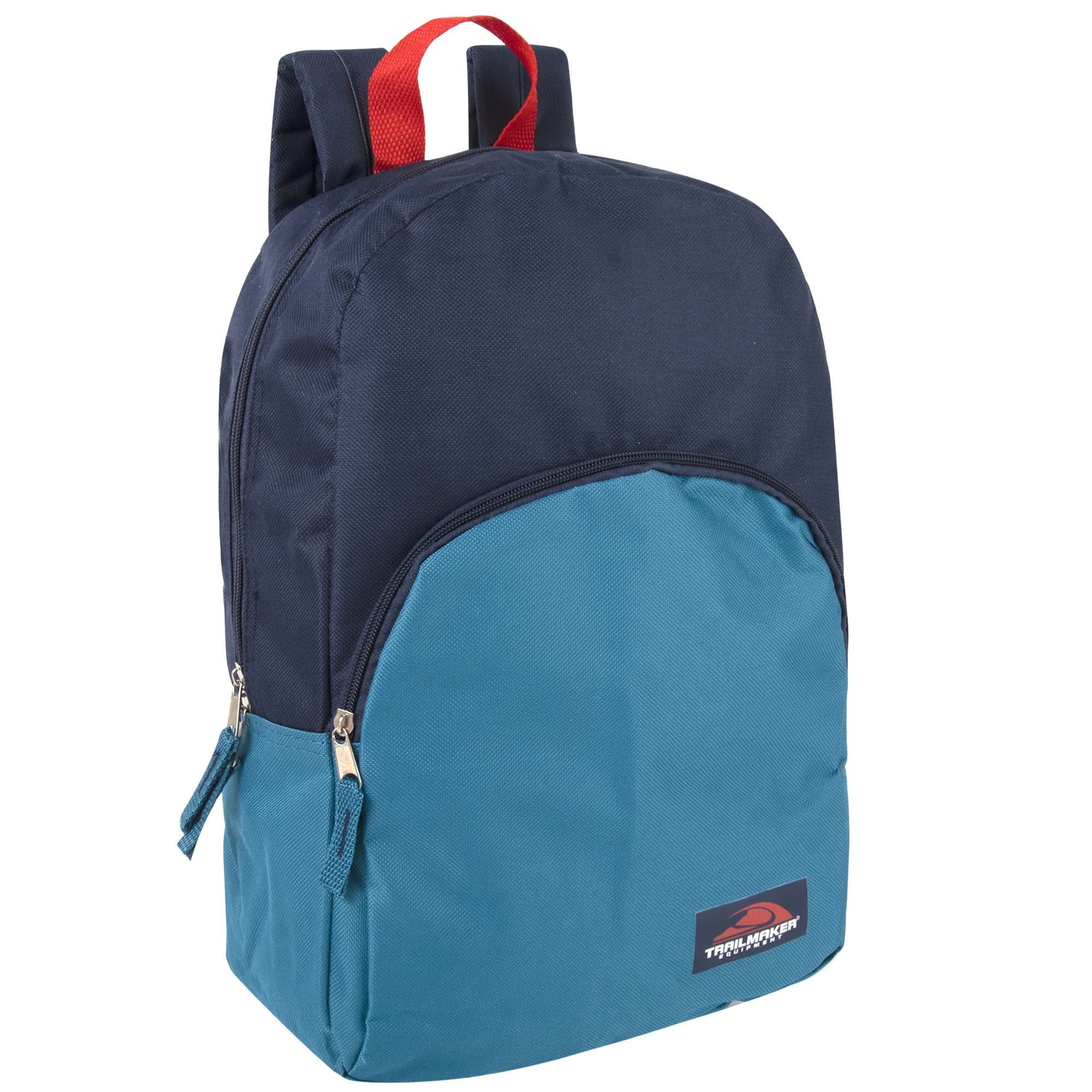 15 Inch Color Block Backpack with Zipper for School, Work, Travel ...