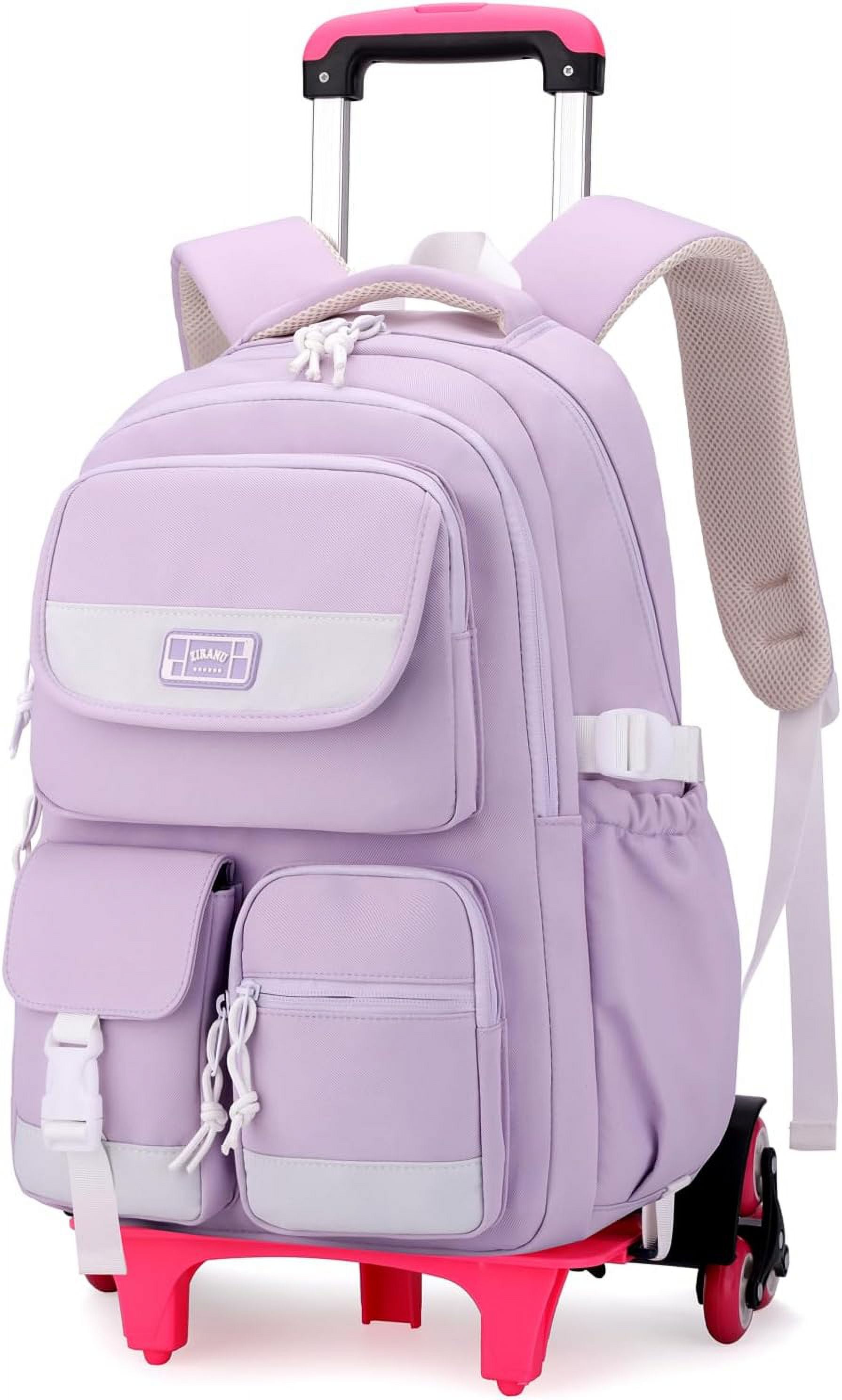 Solid Color Water Resistance Rolling Backpack Daypack Bag Pack Bookbag ...