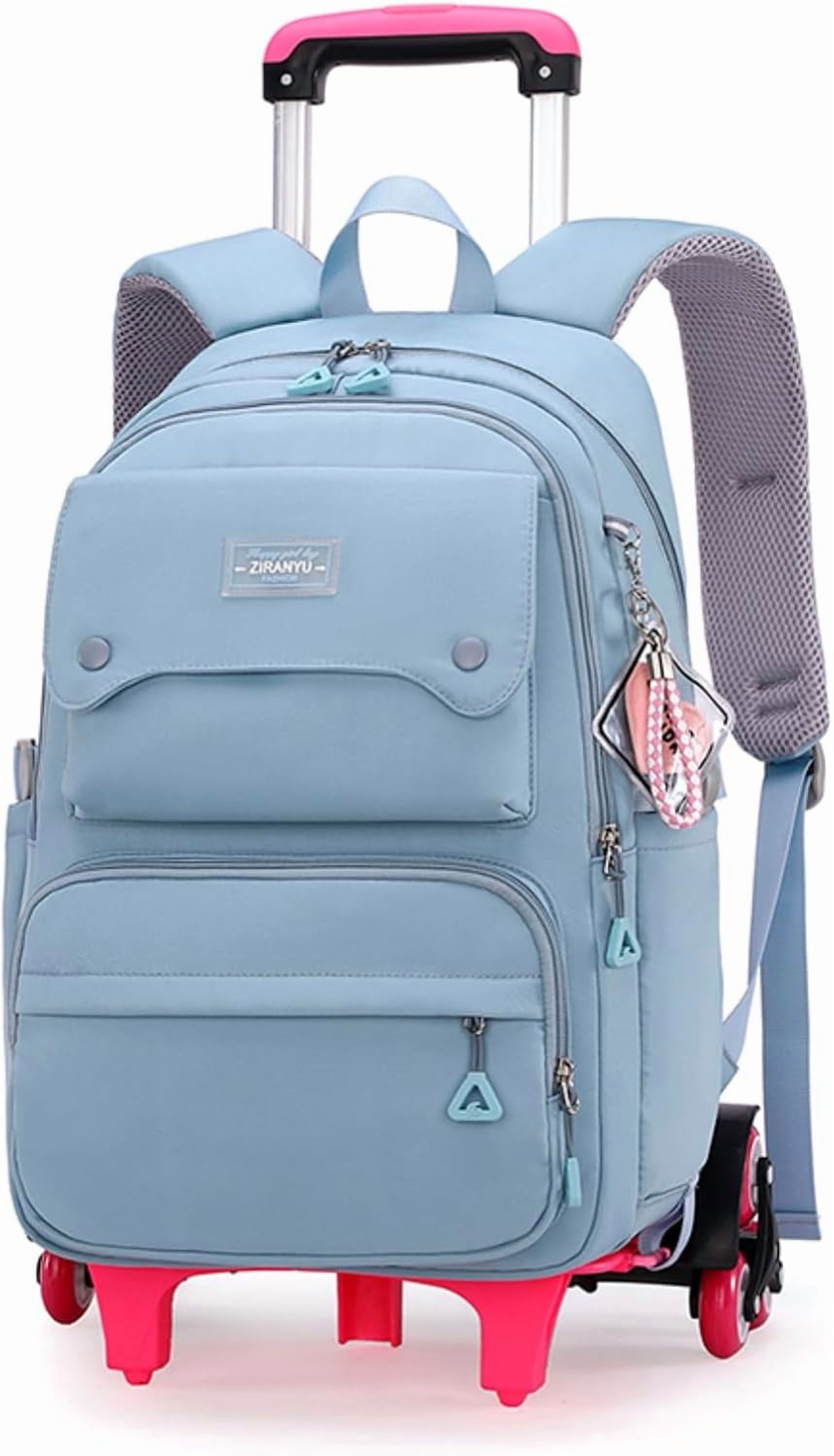 Solid Color Water Resistance Rolling Backpack Daypack Bag Pack Bookbag ...