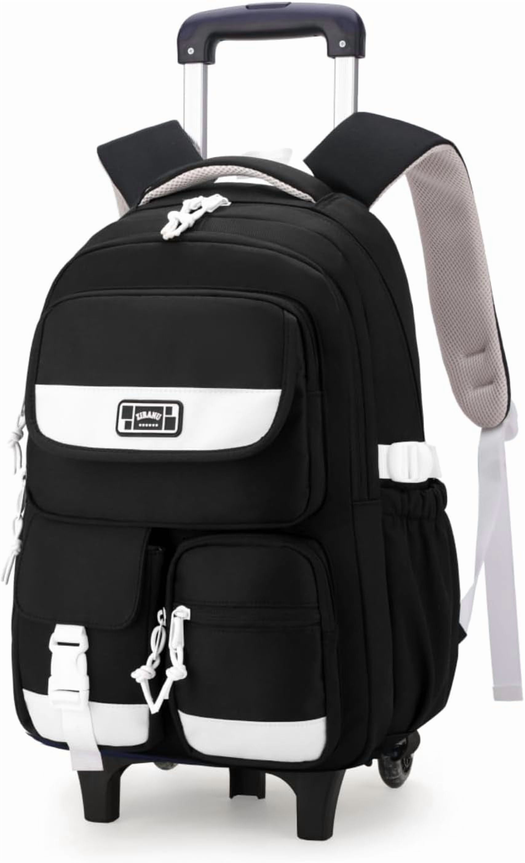 Solid Color Water Resistance Rolling Backpack Daypack Bag Pack Bookbag ...