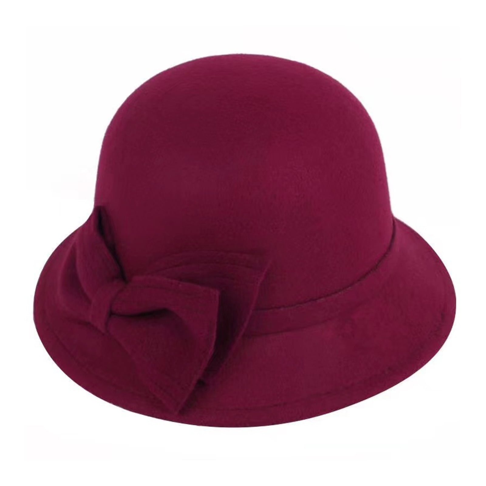 Solid Color Wide Brim Round Dome Warm Woolen Hat Women Autumn Winter ...