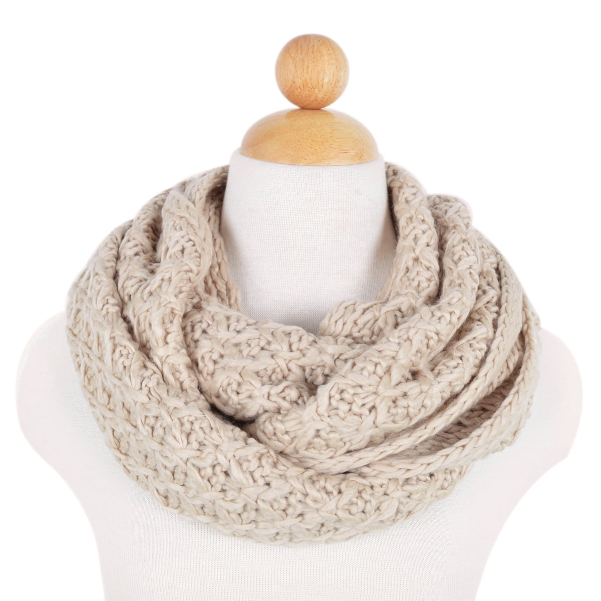 Solid Color Winter Cross Diamond Knit Infinity Loop Circle Scarf ...