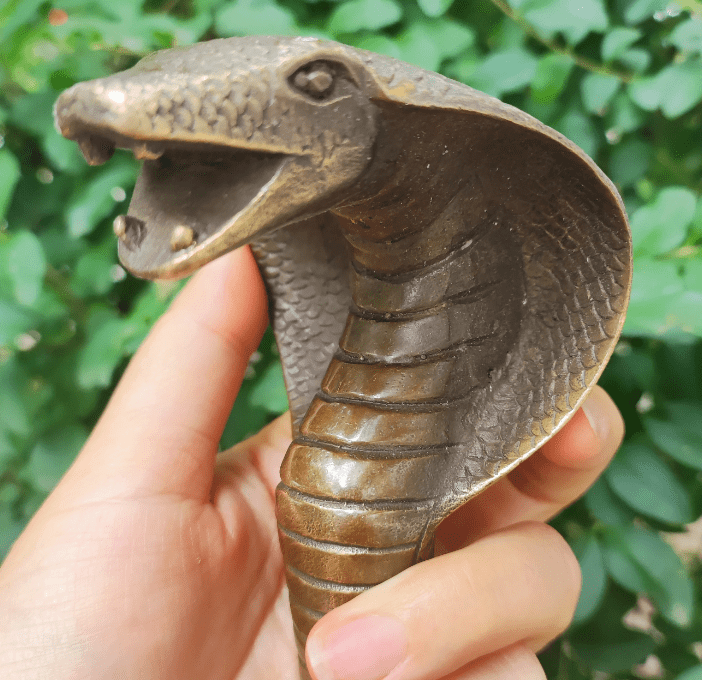 Solid Copper Cobra head Cane Ornament Fence Tip Animal cobra snake ...