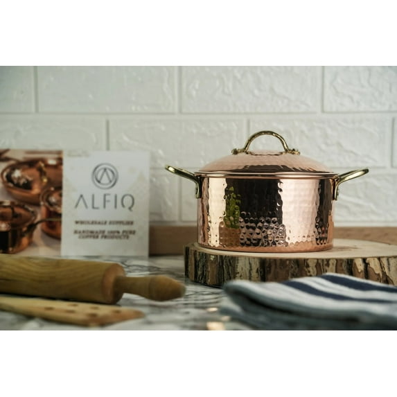 Solid Copper Cookware and Lid Set (Brass Handles) | Handmade Copper ...