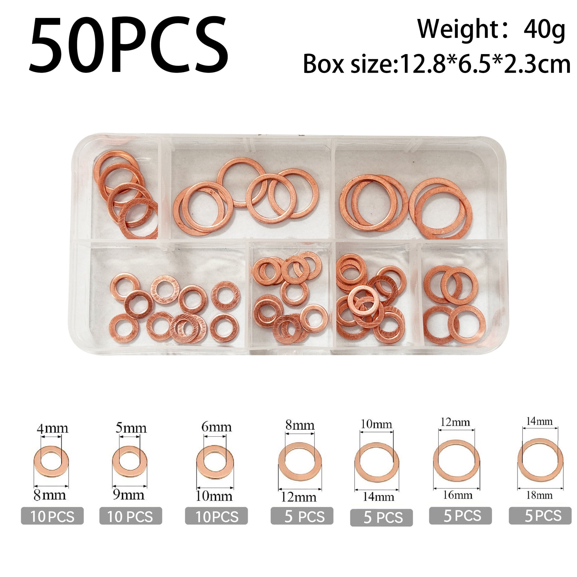Solid Copper Crush Washer Seal Set Flat O-Ring Seal Assembly Kit ...