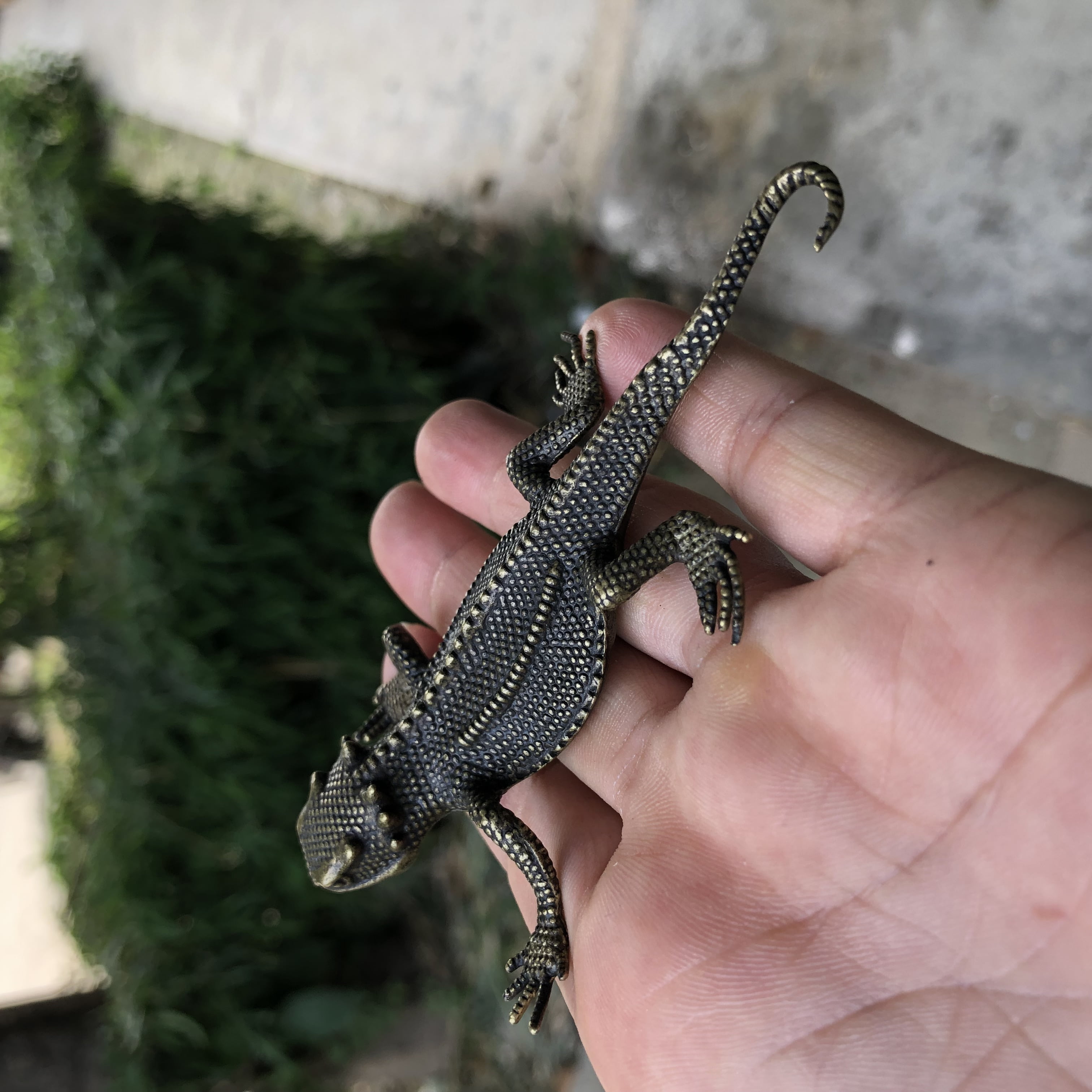 Solid Copper Lizard Sculpture Ornament, Animal Figurine for Home Office ...