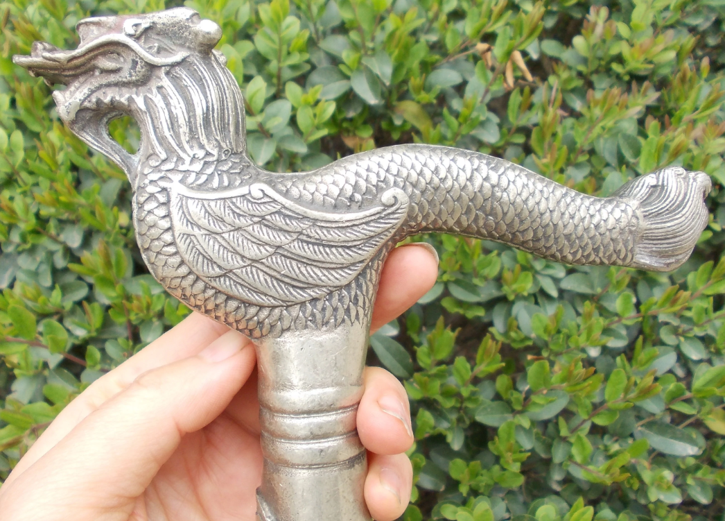 Solid Copper dragon Head Cane Ornament Antique dragon Handle Vintage ...