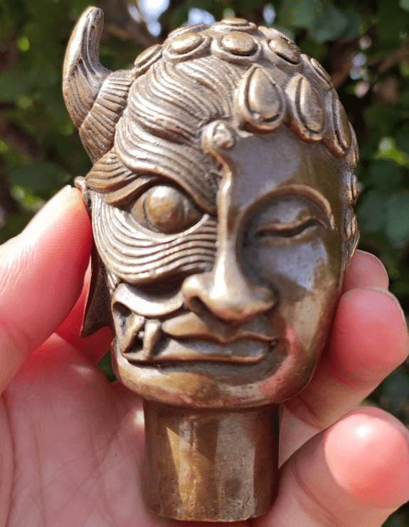 Solid Copper man head Cane Ornament Antique lion Handle Vintage Style ...