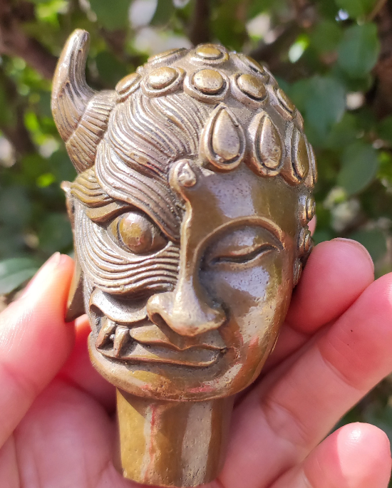 Solid Copper man head Cane Ornament Antique lion Handle Vintage Style ...