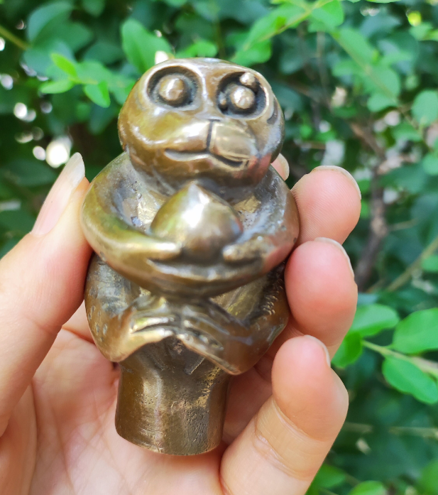 Solid Copper monkey Head Cane Ornament Antique Brass Handle Vintage ...