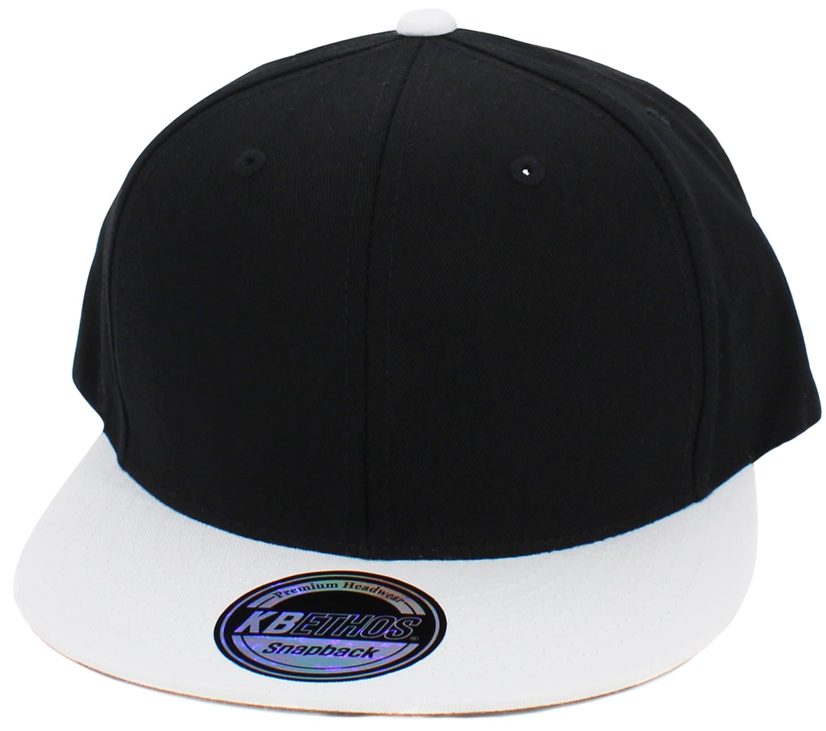 Solid Cotton Snapback Flat Brim Baseball Cap Adjustable Classic 6 Panel ...