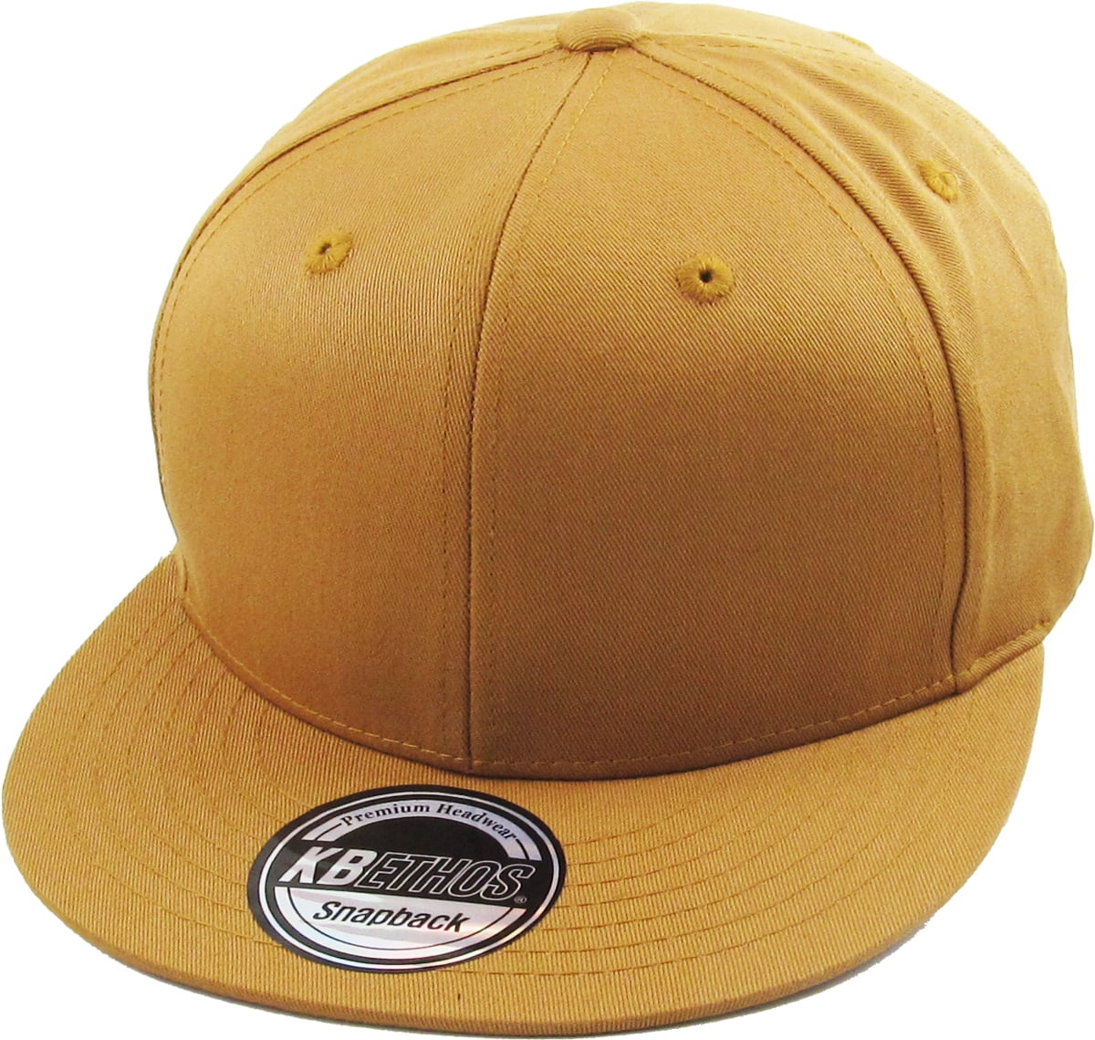 Solid Cotton Snapback Flat Brim Baseball Cap Adjustable Classic 6 Panel ...
