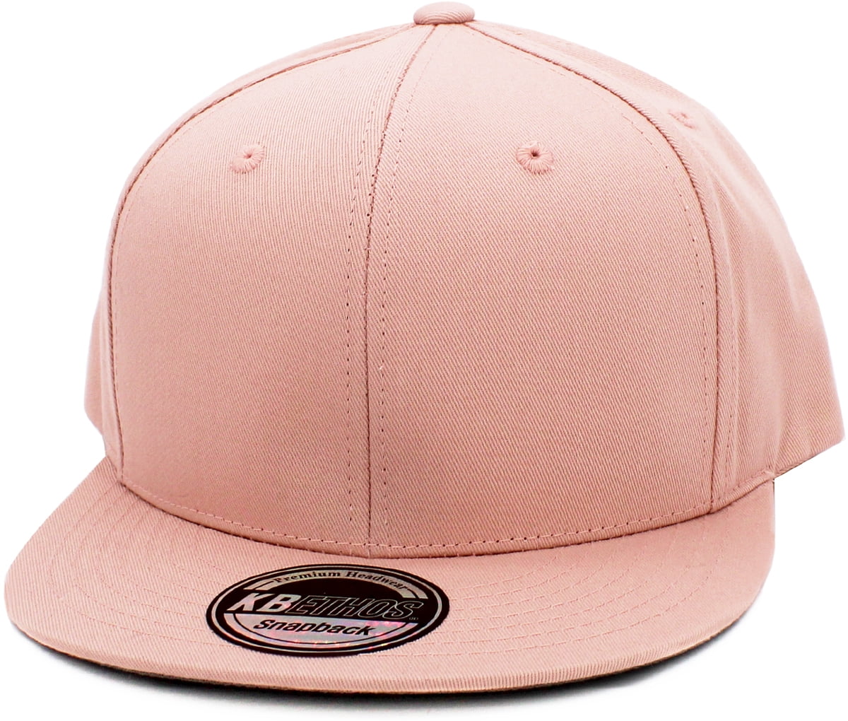 Solid Cotton Snapback Flat Brim Baseball Cap Adjustable Classic 6 Panel ...