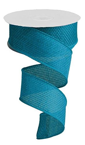 Solid Cross Burlap Wired Ribbon: Turquoise Blue - 1.5 Inches x 100 Feet ...