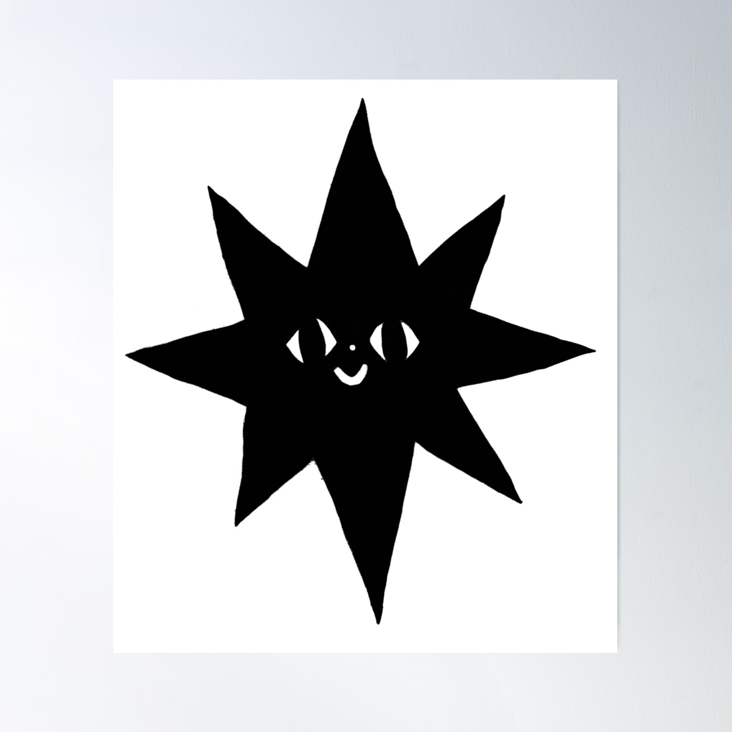 Solid Cute Cartoon Star Ghost Dark Poster Wall Art, Modern Wall Decor ...
