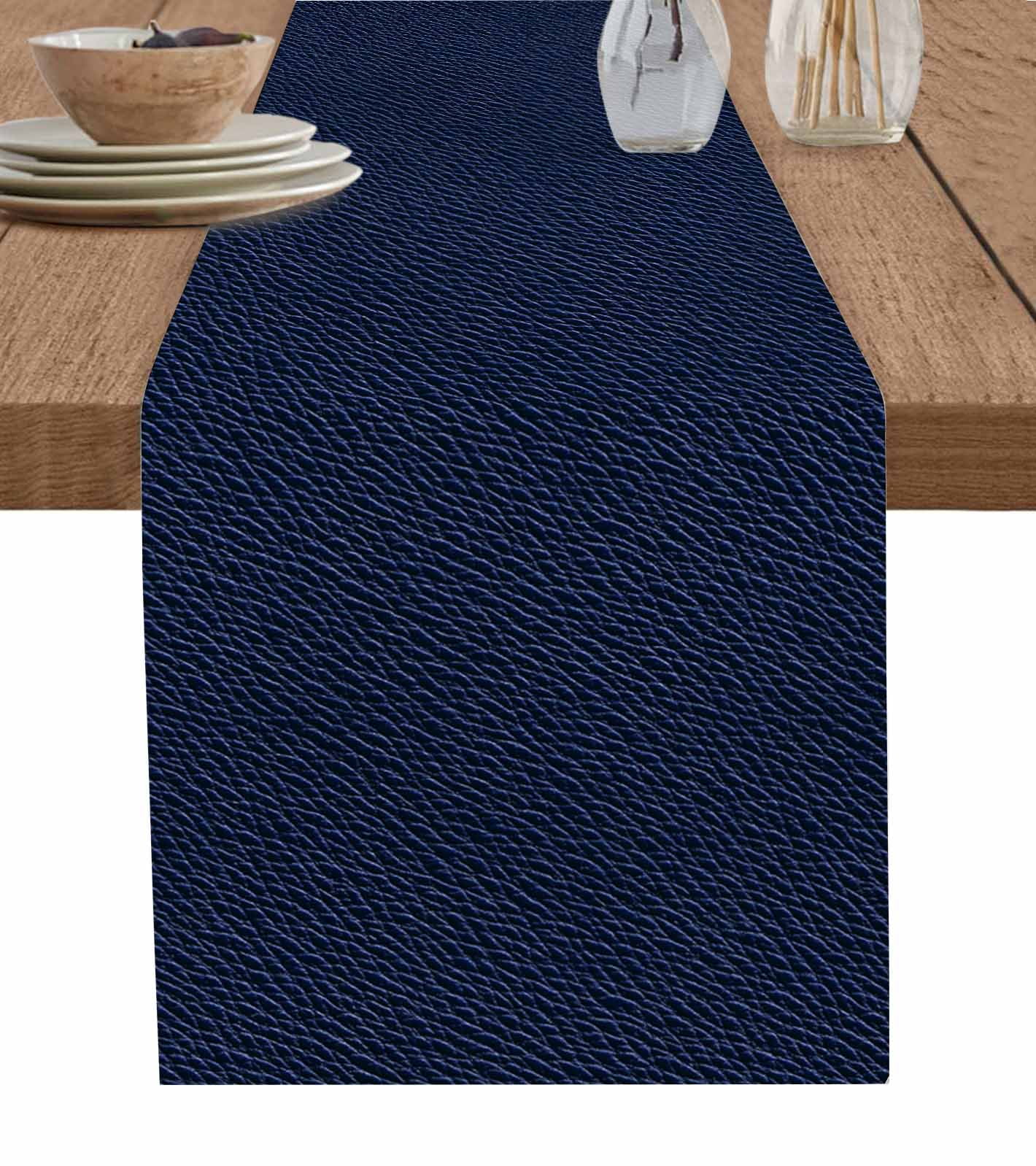 Solid Dark Blue Table Runner Cotton Linen 120 Inch Holiday Dresser ...
