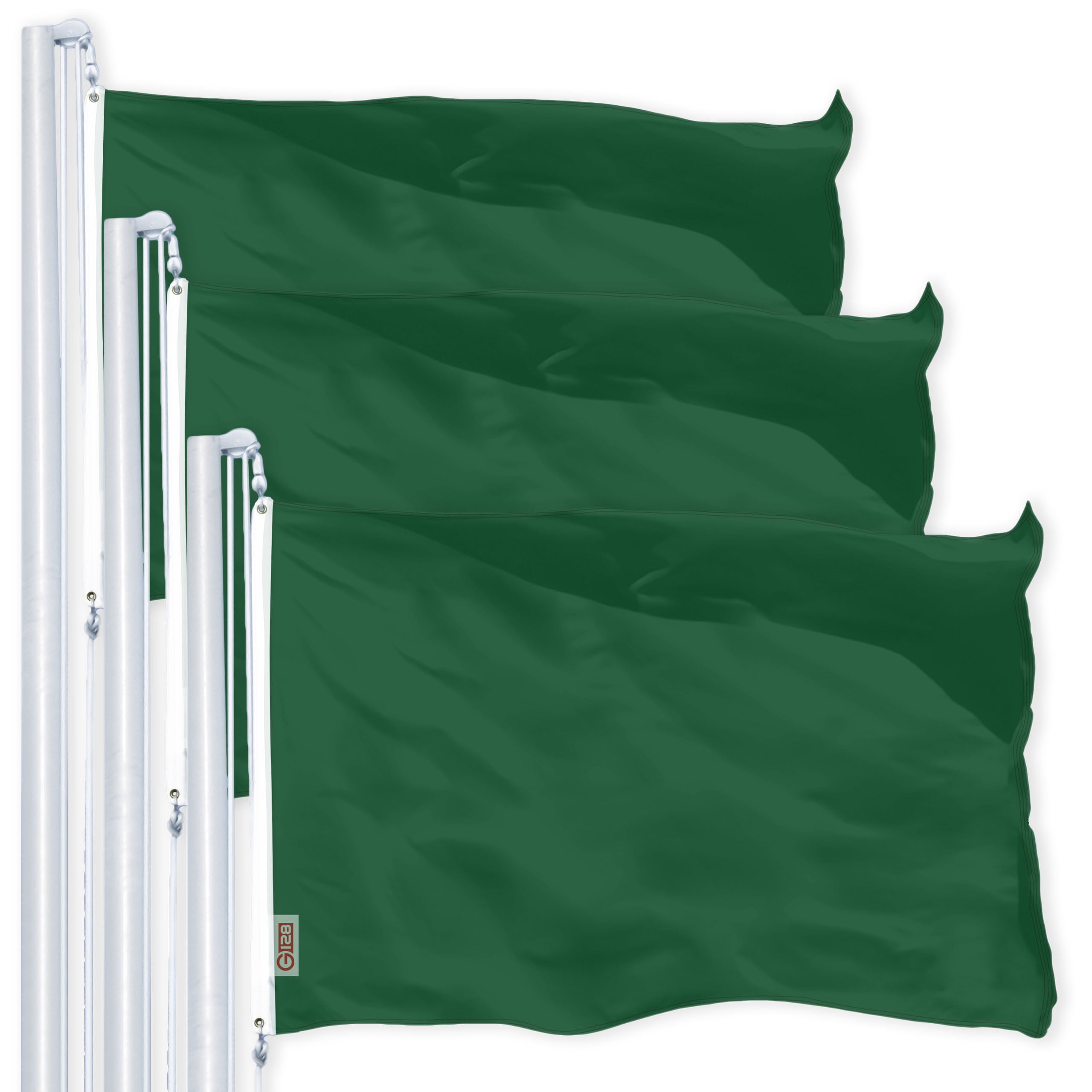Solid Dark Green Color Flag 3x5FT 3-Pack Printed 150D Polyester By G128 ...