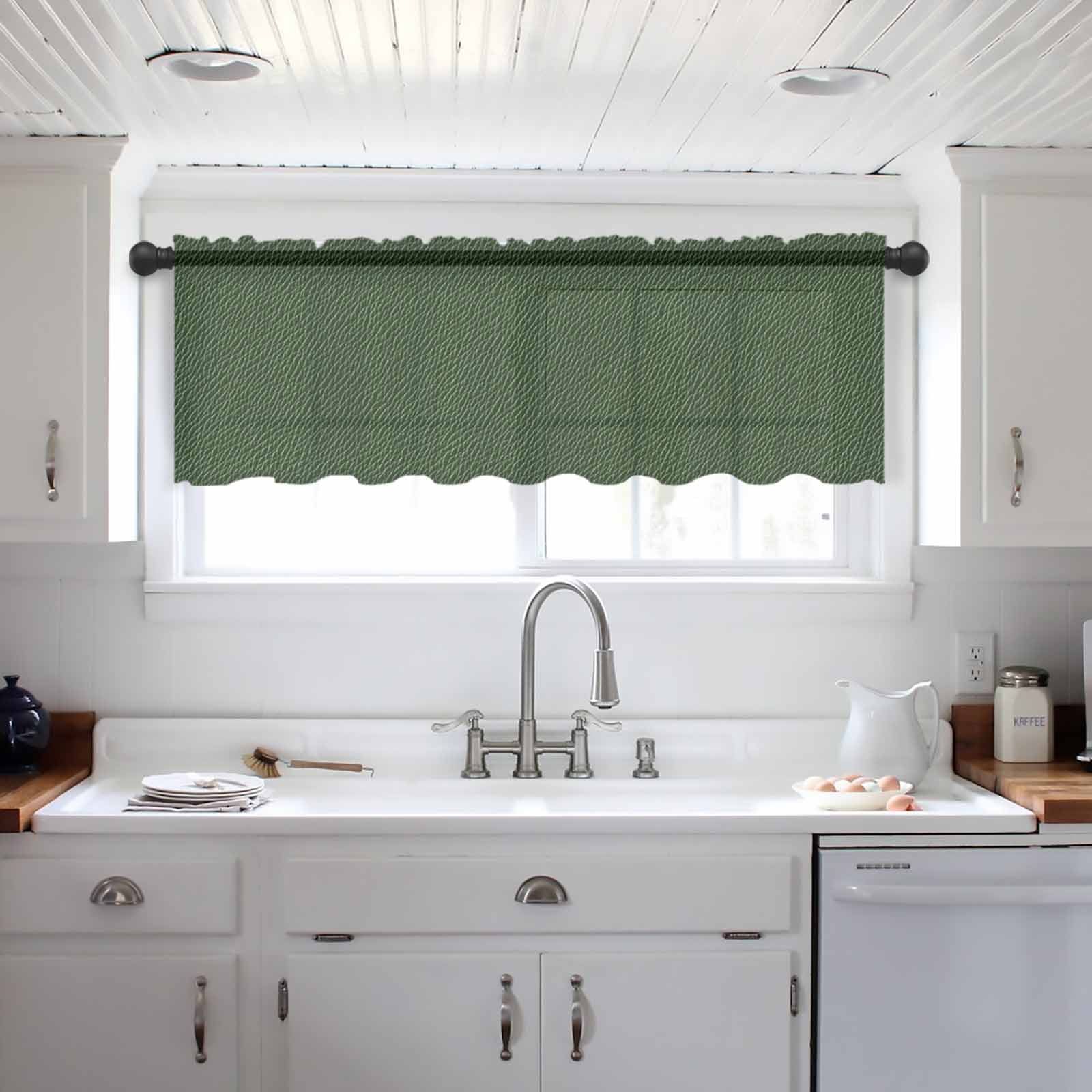 Solid Dark Green Valance Curtains for Kitchen/Living Room/Bathroom ...