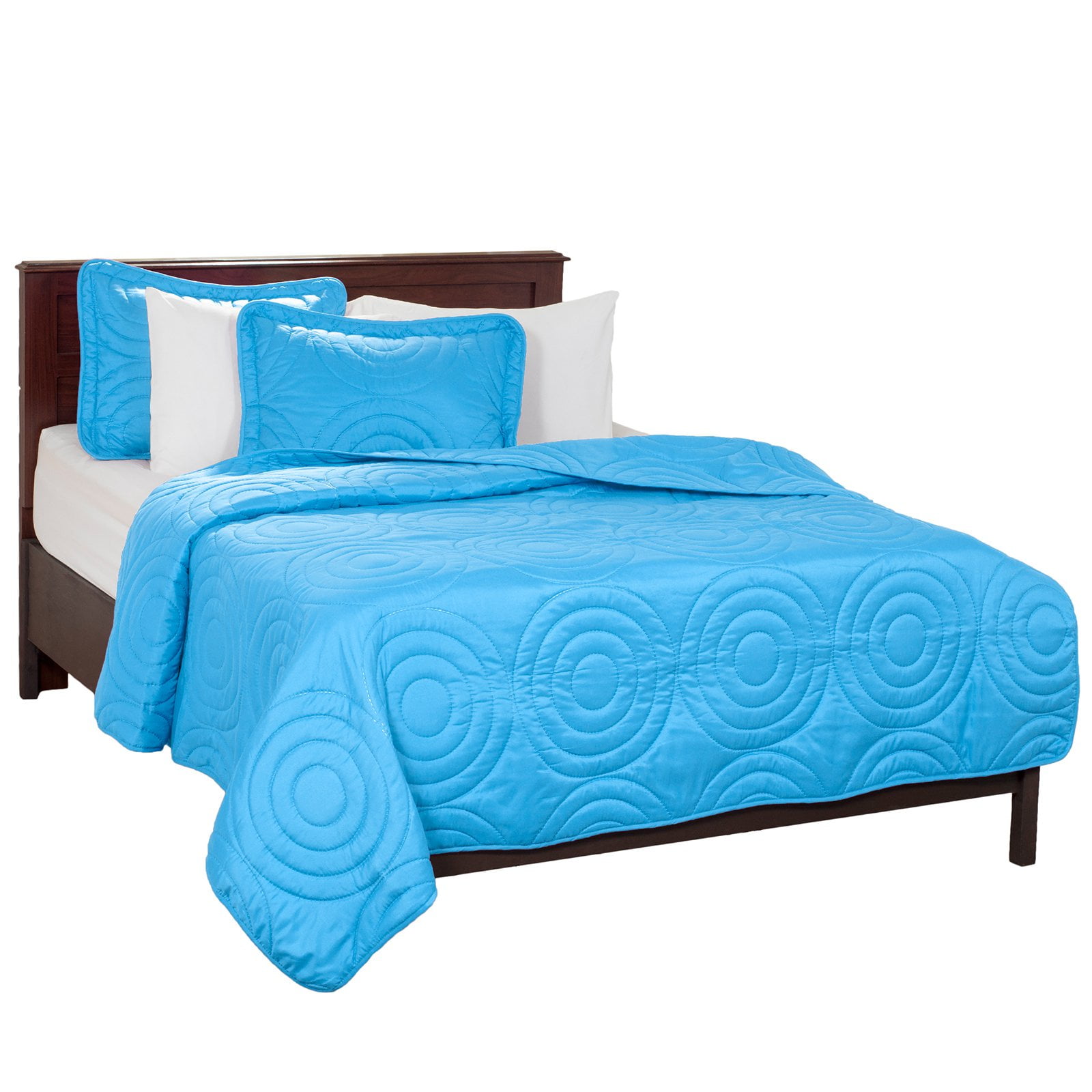 Lavish Home 66-41-T-B Twin Solid Embossed Quilt Set , Blue - 2 Piece ...