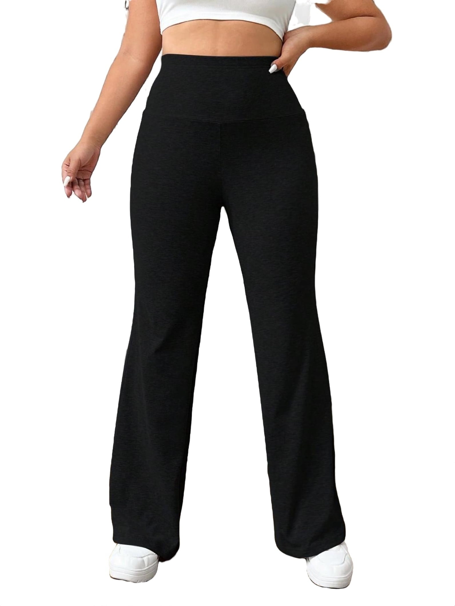 Solid Flare Leg Black Plus Size Sweatpants - Walmart.com