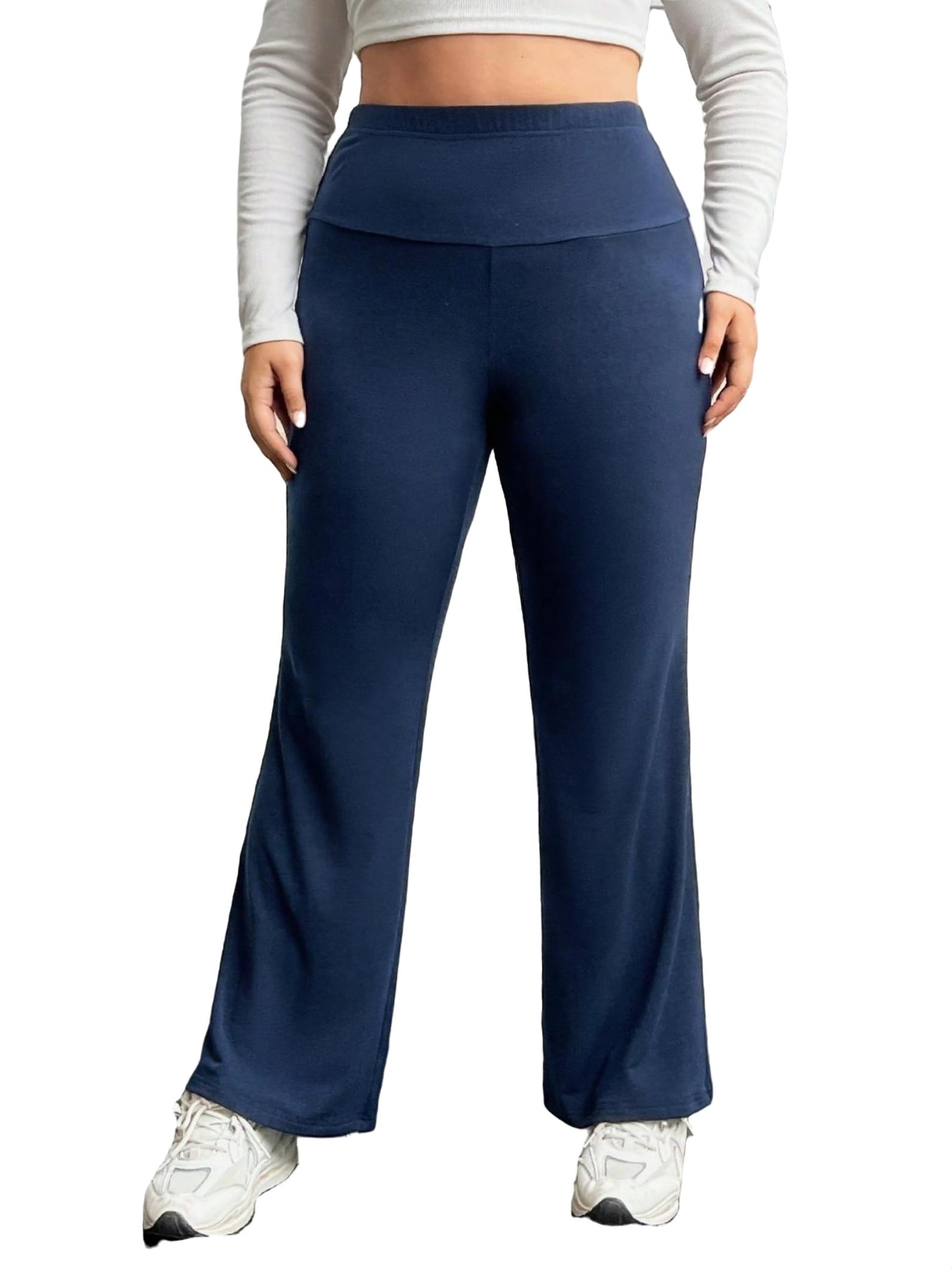 Solid Flare Leg Navy Blue Plus Size Sweatpants - Walmart.com