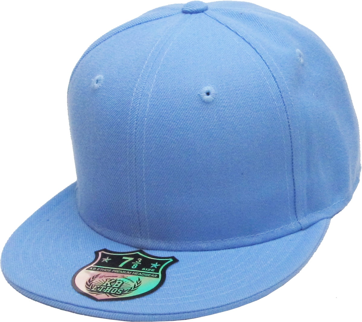 Solid Flat Brim Bill Fitted Baseball Cap - Walmart.com