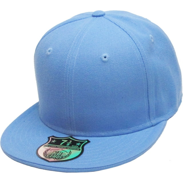 Solid Flat Brim Bill Fitted Baseball Cap - Walmart.com
