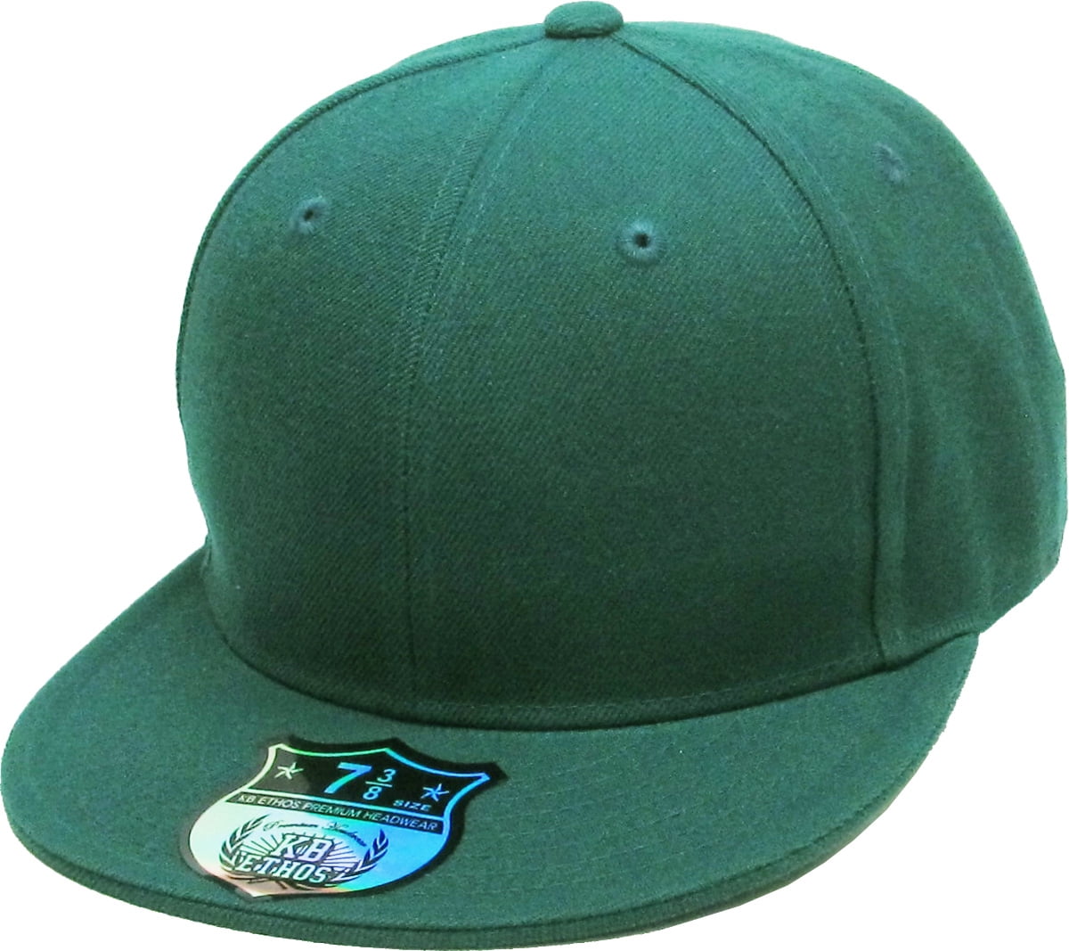 Solid Flat Brim Bill Fitted Baseball Cap - Walmart.com