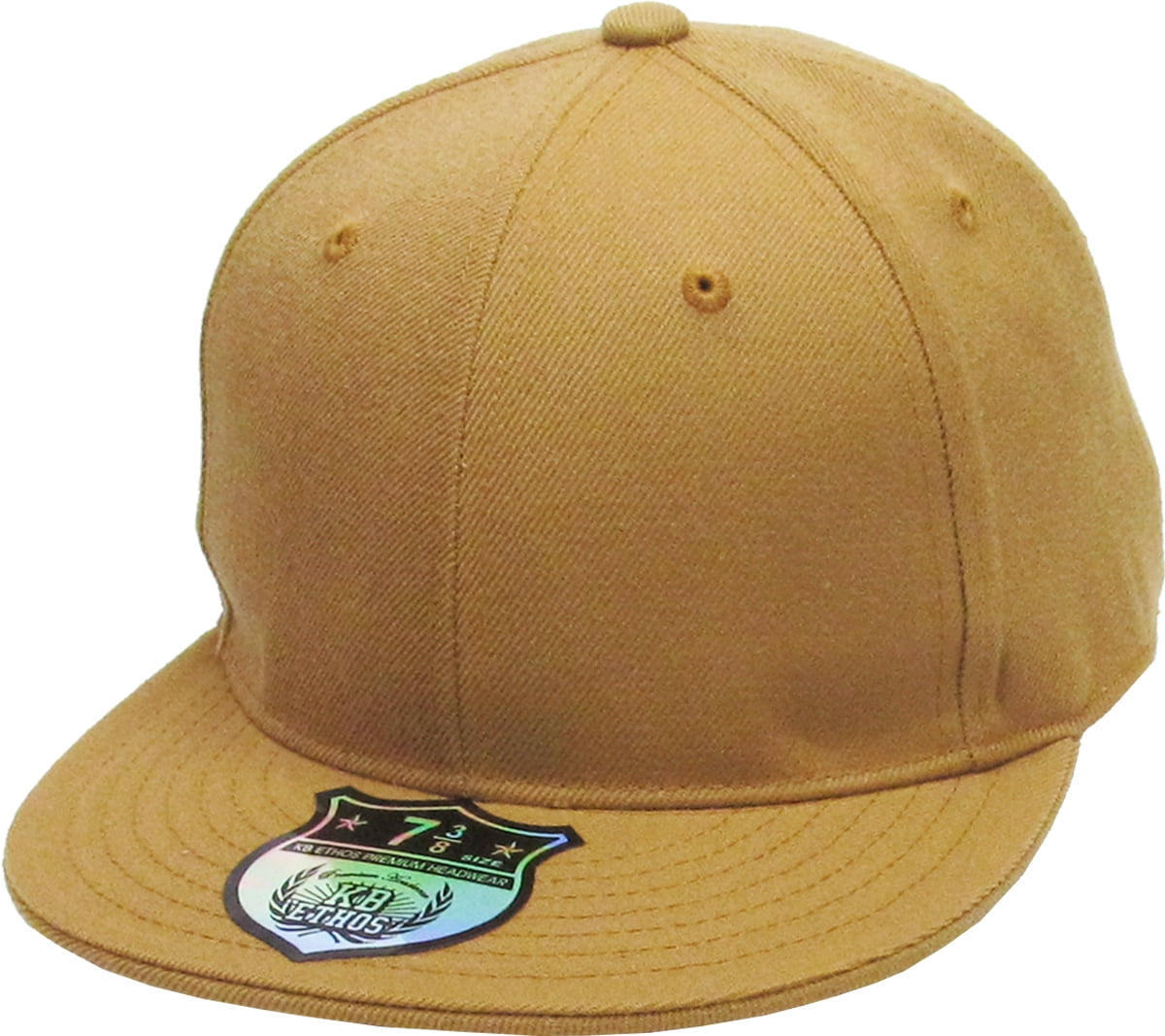 Solid Flat Brim Bill Fitted Baseball Cap - Walmart.com