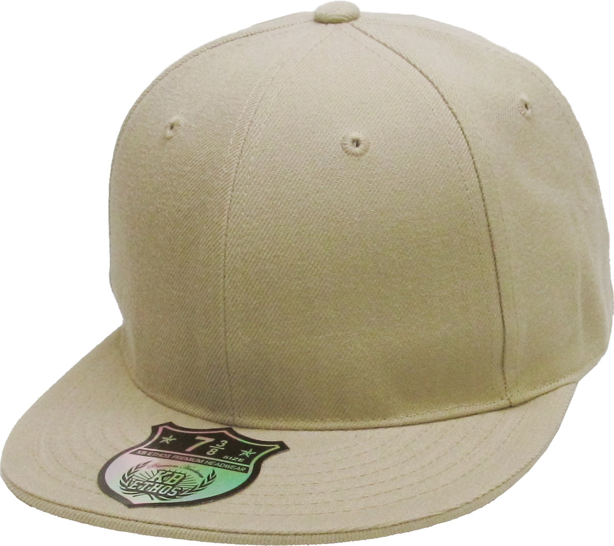 Solid Flat Brim Bill Fitted Baseball Cap - Walmart.com
