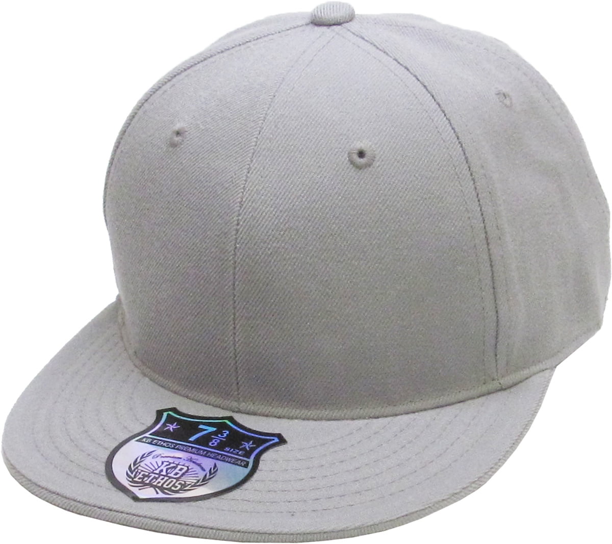 Solid Flat Brim Bill Fitted Baseball Cap - Walmart.com