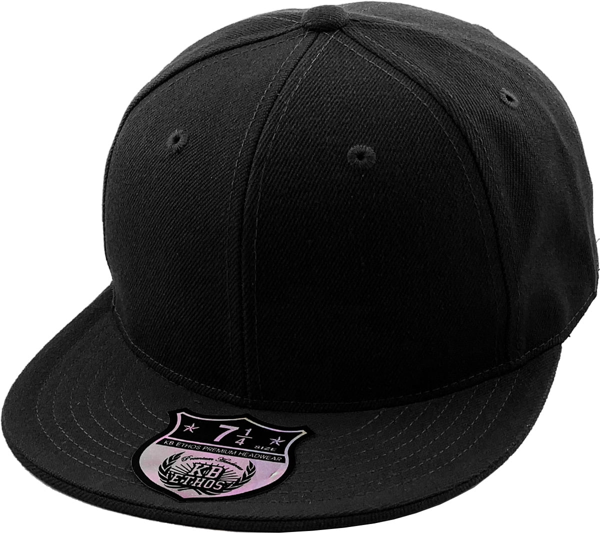 KBETHOS Solid Flat Brim Fitted Baseball Cap, 6 Panel Structure, Round ...
